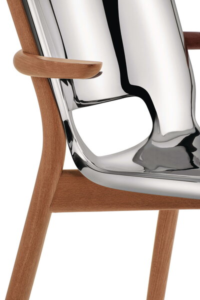 Alessi Poêle arm chair, brown beech - mirror polished steel | Finnish ...