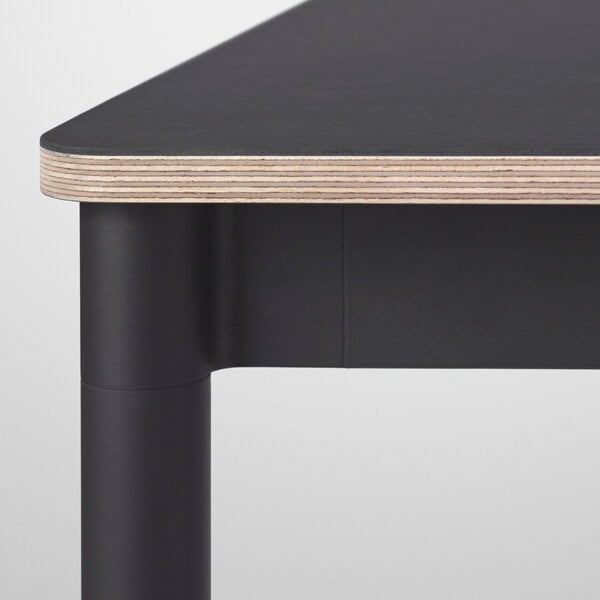 Muuto Base table 190 x 85 cm, linoleum with plywood edges, black ...