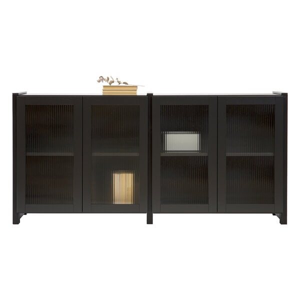 Lundia Classic sideboard with reeded glass doors, black lacquered ...