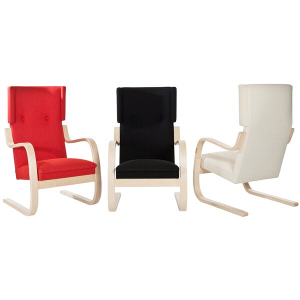 Artek Aalto armchair 401, birch - white Hallingdal 100 | Finnish Design ...