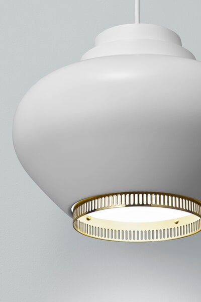 Artek Aalto pendant lamp A333 "Turnip", white - brass | Finnish Design Shop