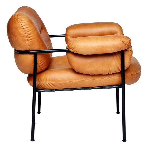Fogia Bollo lounge chair, cognac leather - black | Finnish Design Shop