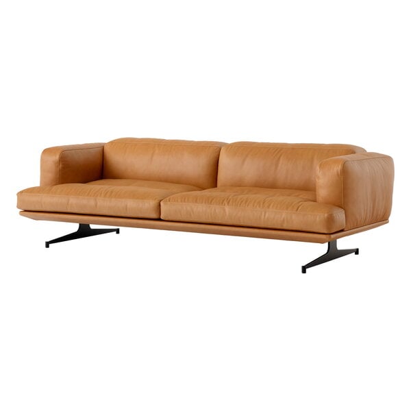 &Tradition Inland AV23 3-seater sofa, black - cognac Noble leather ...