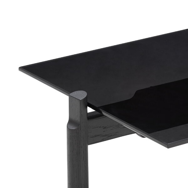 Wendelbo Notch coffee table, rectangular, M, black glass - black sta ...