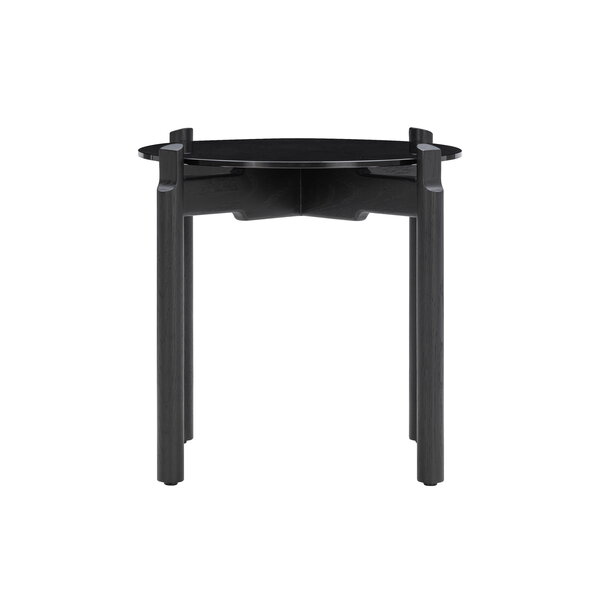 Wendelbo Notch side table, round, S, black glass-black stained oak ...