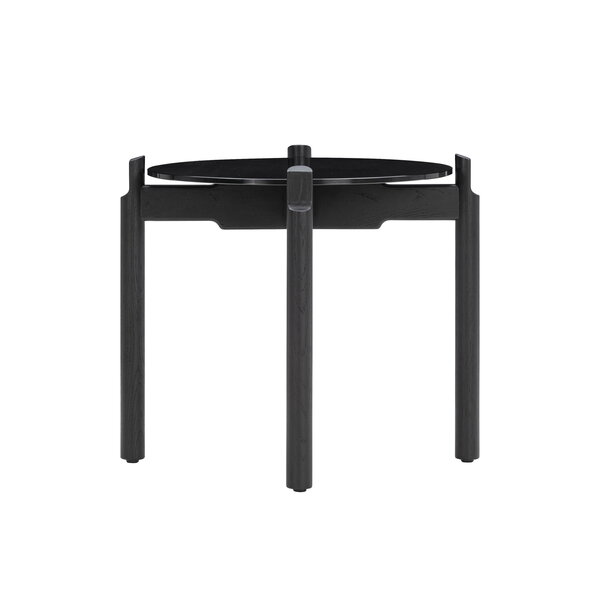Wendelbo Notch side table, round, S, black glass-black stained oak ...