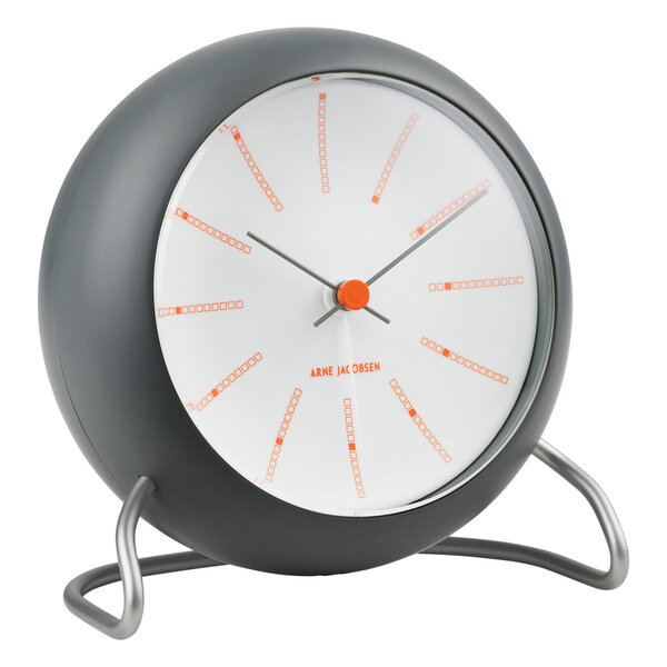 Arne Jacobsen AJ Bankers table clock with alarm, dark grey | Finnish ...
