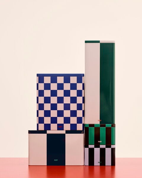 HAY Tin container, slim, green - off-white | Finnish Design Shop