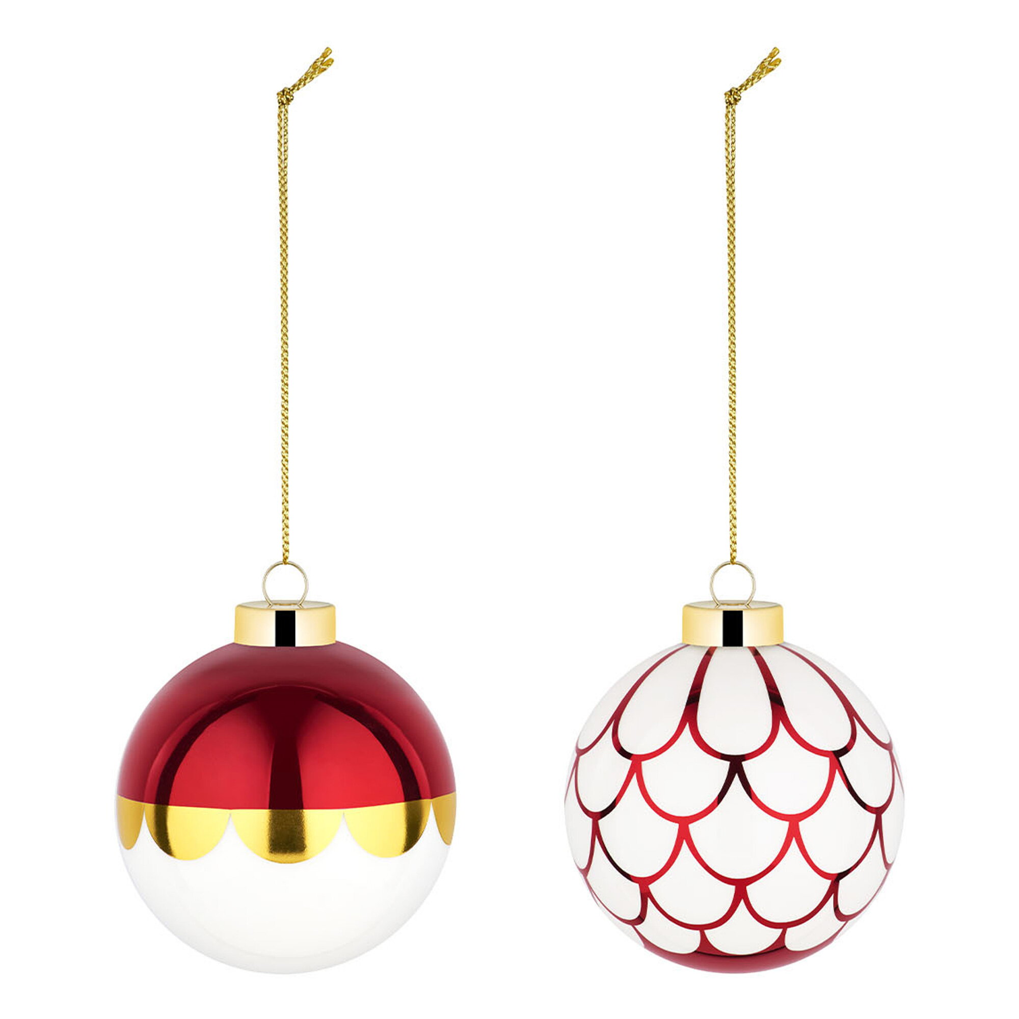 Alessi Delight bauble, 6 cm, set 4, white - red - gold | Finnish Design ...