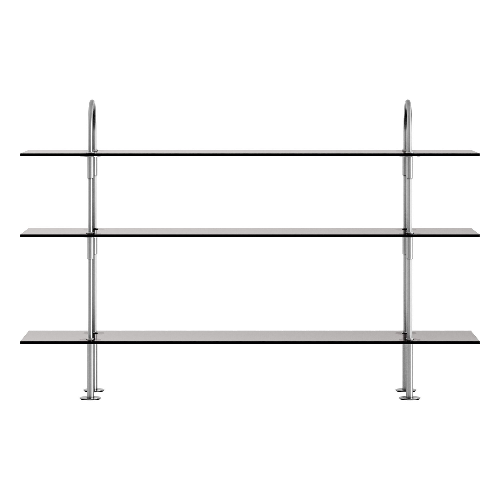 GUBI Keen shelving system, 160 cm, 3 shelves, stainless steel - smoked ...