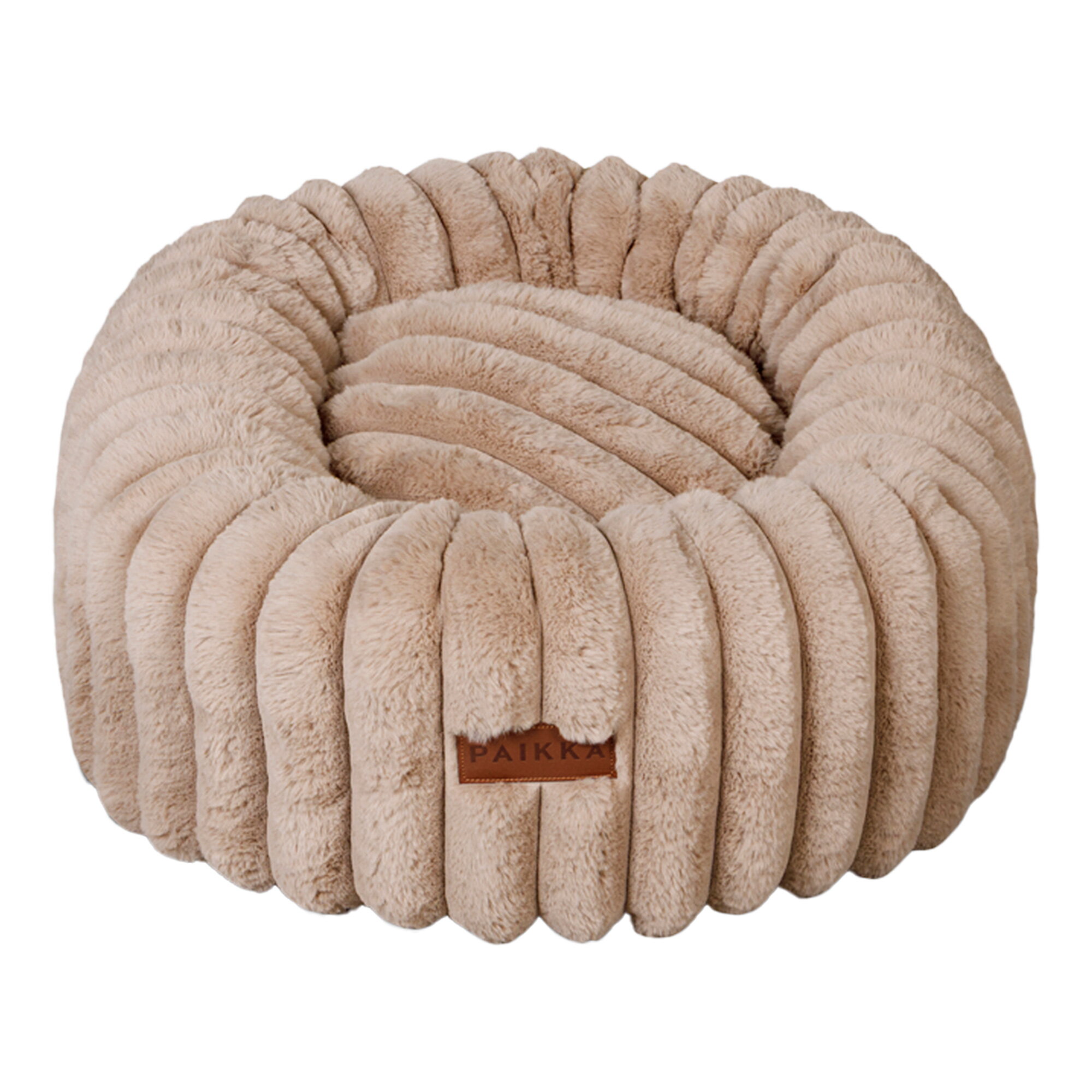 PAIKKA Orthopedic Plush Bed Round dog bed, taupe | Finnish Design Shop UK