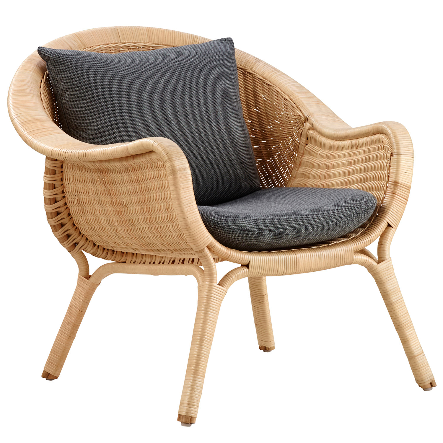 Sika-Design Madame lounge chair, natural rattan - dark grey | Finnish Design Shop UK