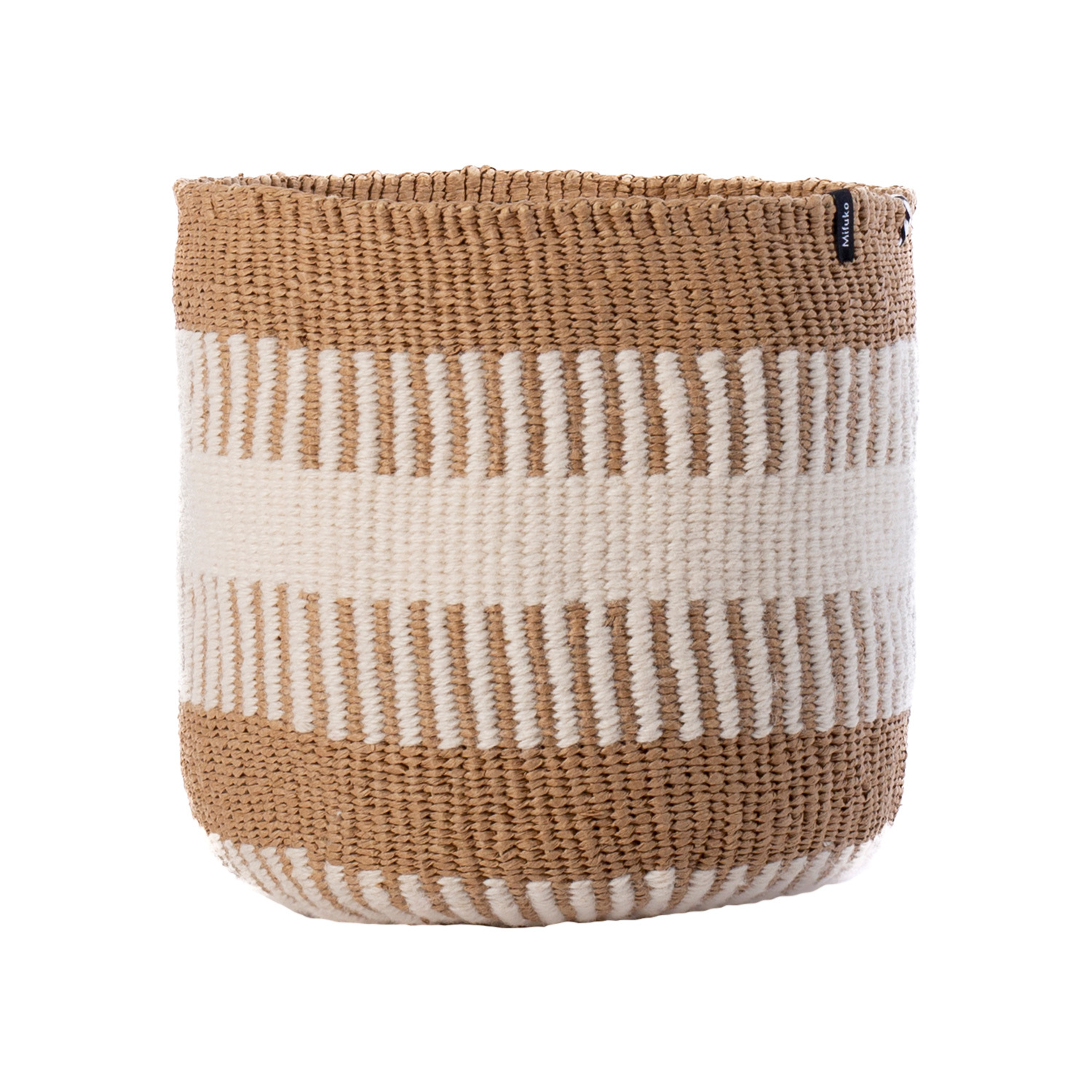 Mifuko Pamba basket, S, white - brown | Finnish Design Shop