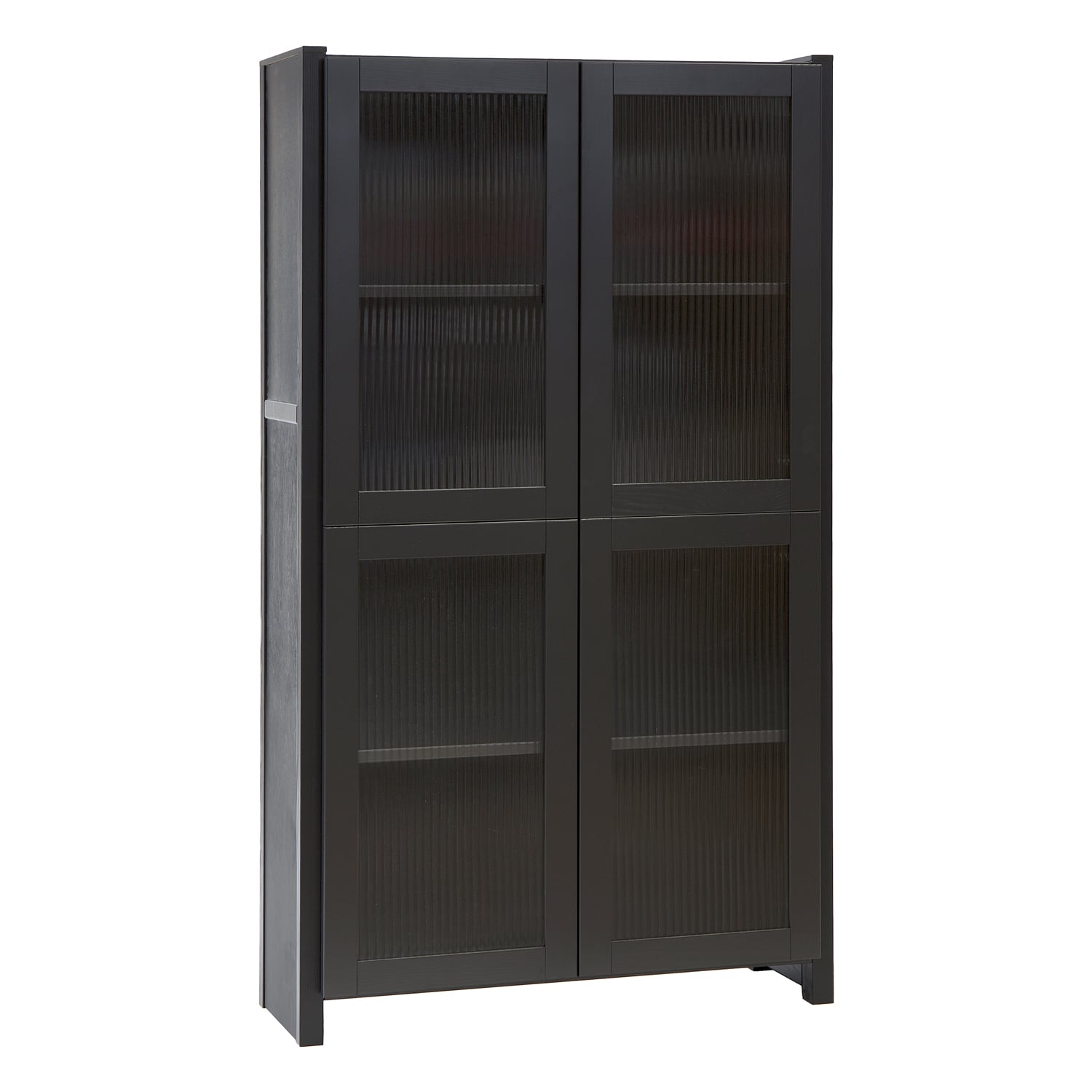 Lundia Classic vitrine, reeded glass, 84 x 149 cm, black lacquered ...