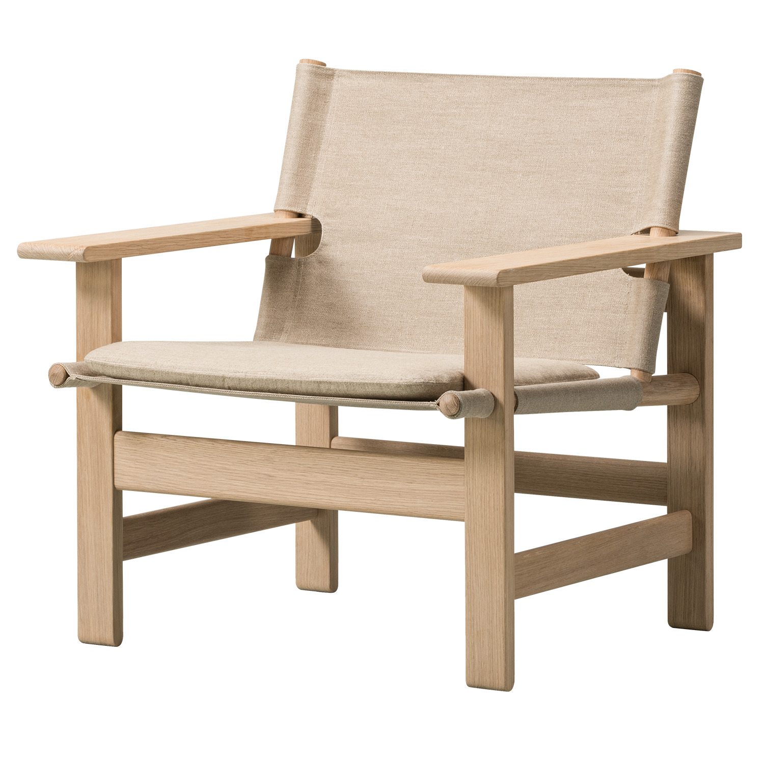 Fredericia Canvas chair w. seat cushion, soaped oak - natural canvas ...