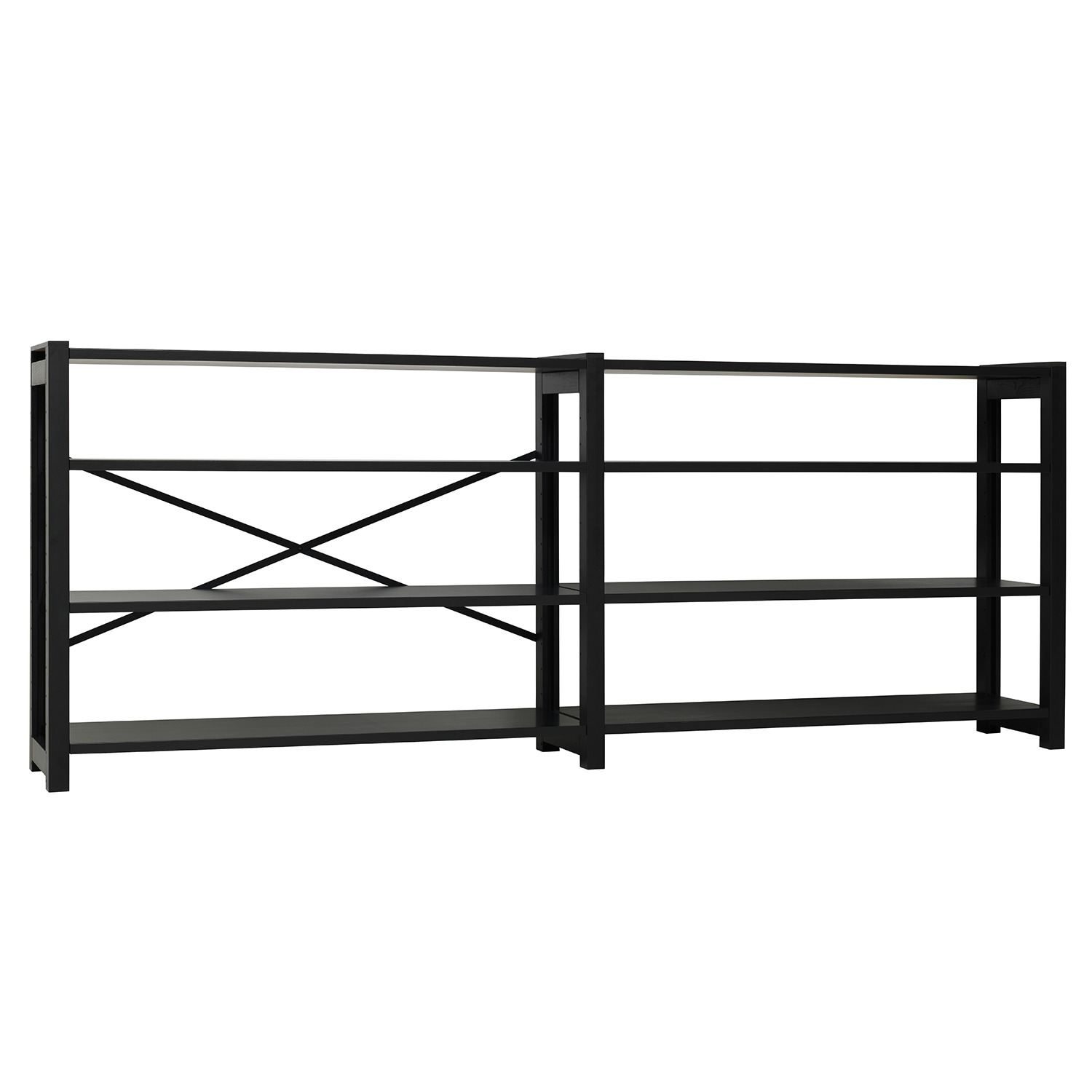 Lundia Classic open shelf, double, 204 cm, black | Finnish Design Shop