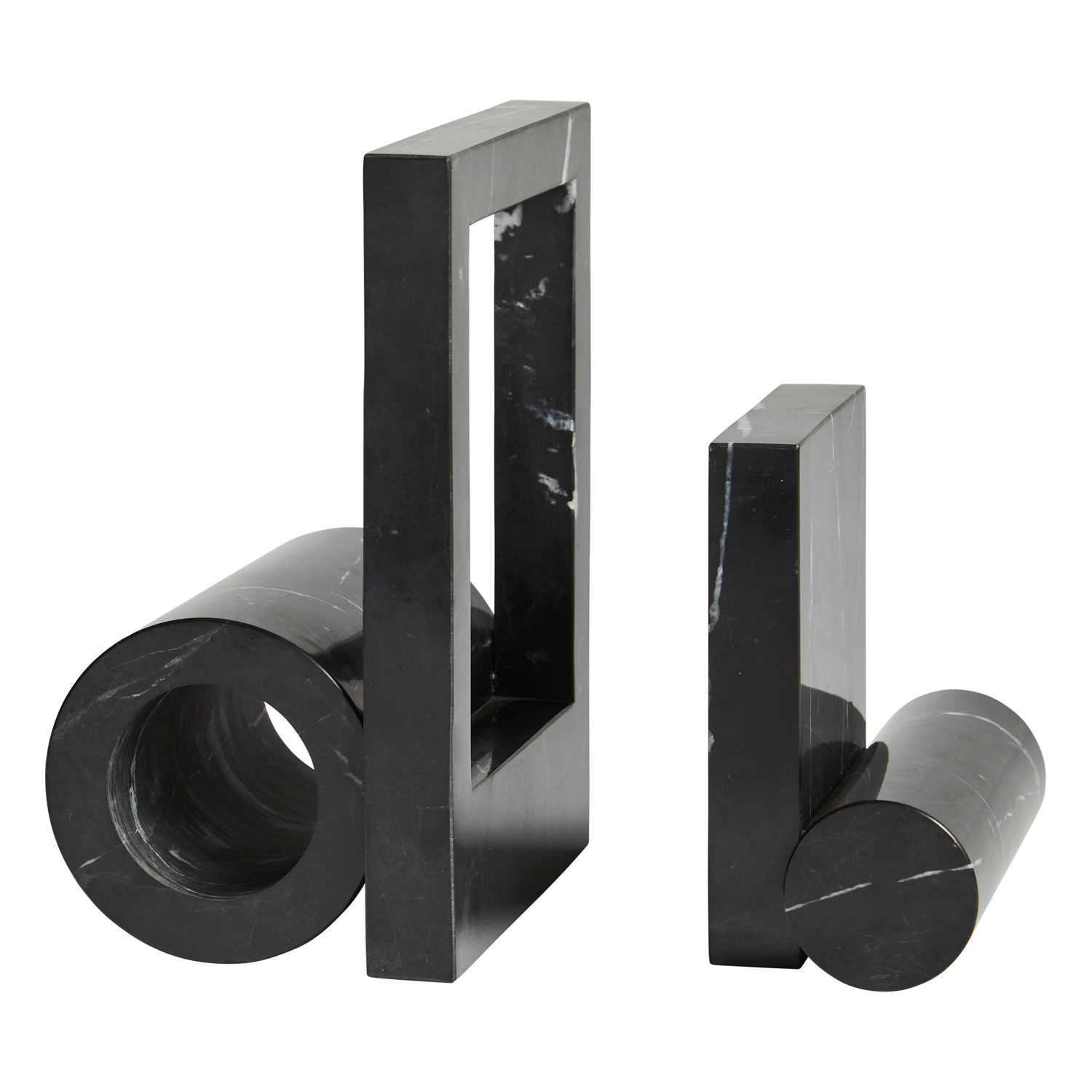 Woud Booknd bookend, 2 pcs, black marble | Finnish Design Shop