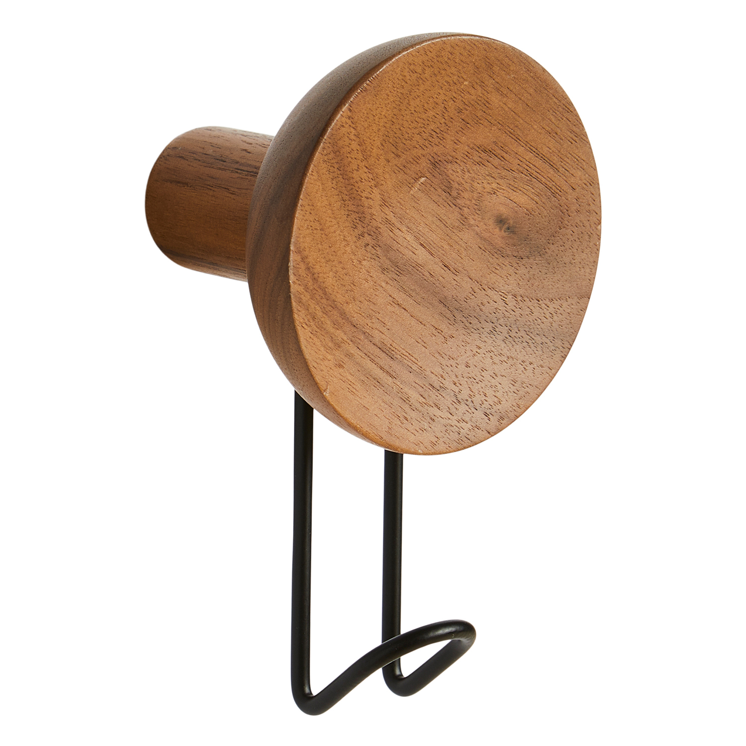 Woud Around wall hanger, large, matt lacquered walnut - black metal ...