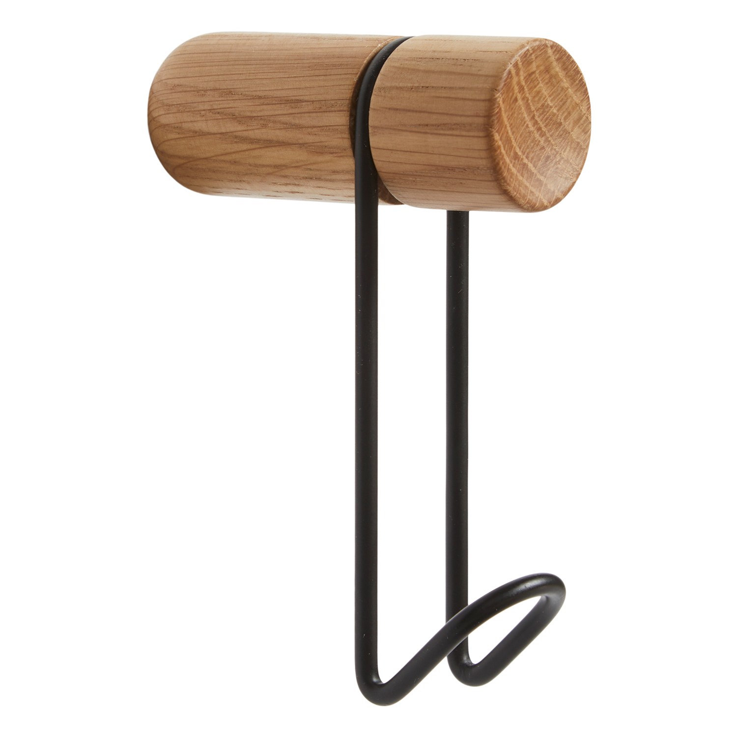 Woud Around wall hanger, small, white pigmented oak - black metal ...