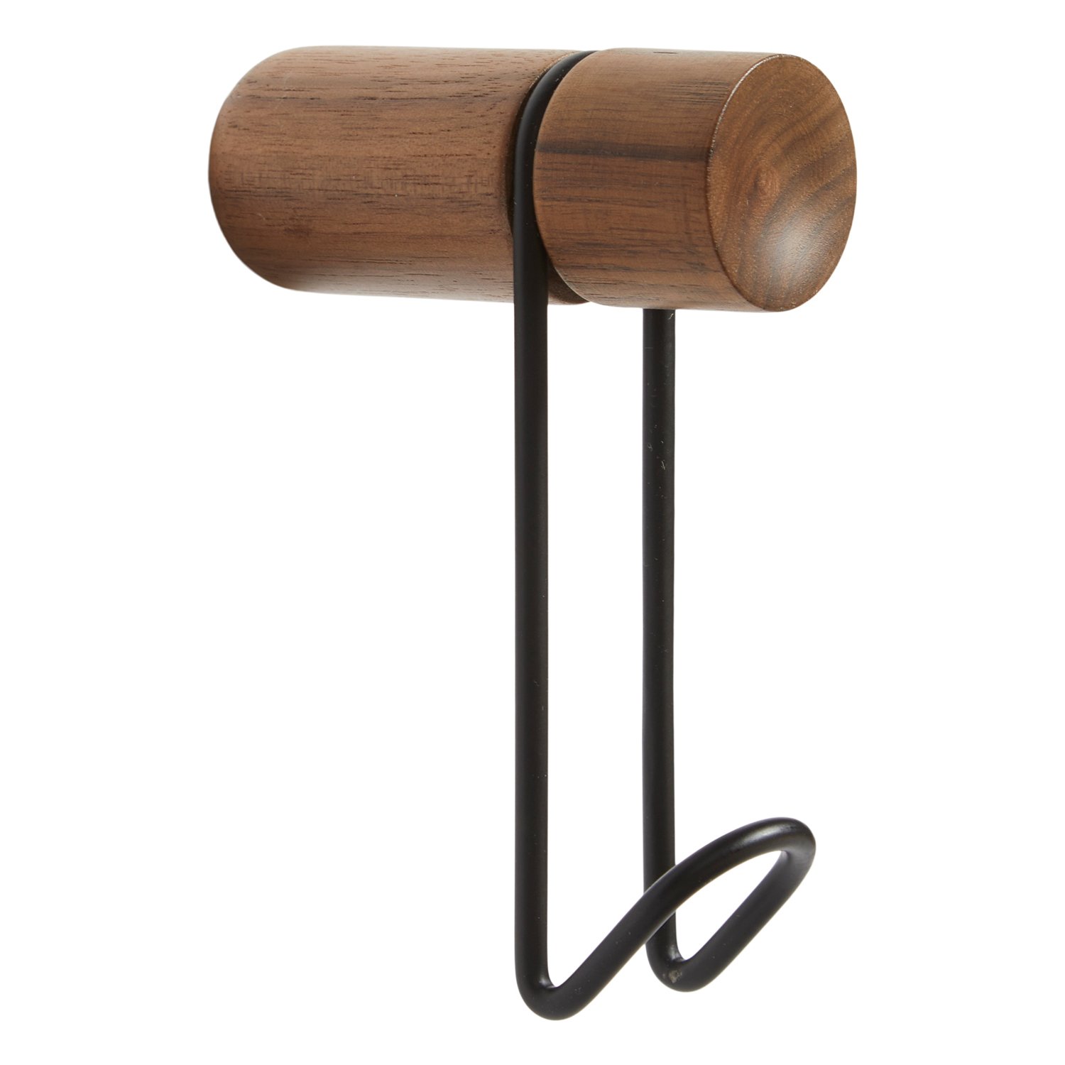 Woud Around wall hanger, small, matt lacquered walnut - black metal ...