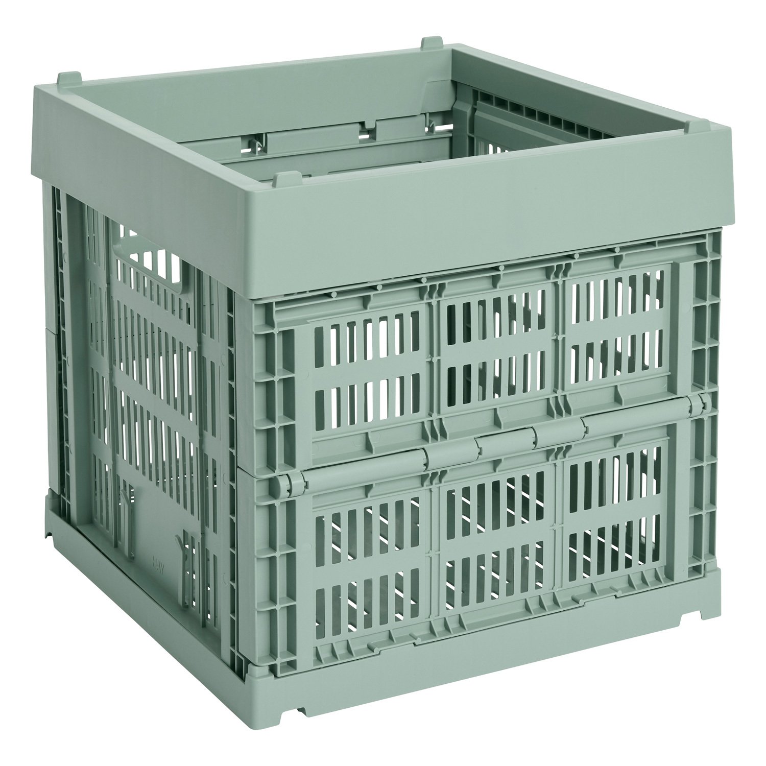 HAY Colour Crate, Cube, recycled plastic, sage green | Finnish Design Shop