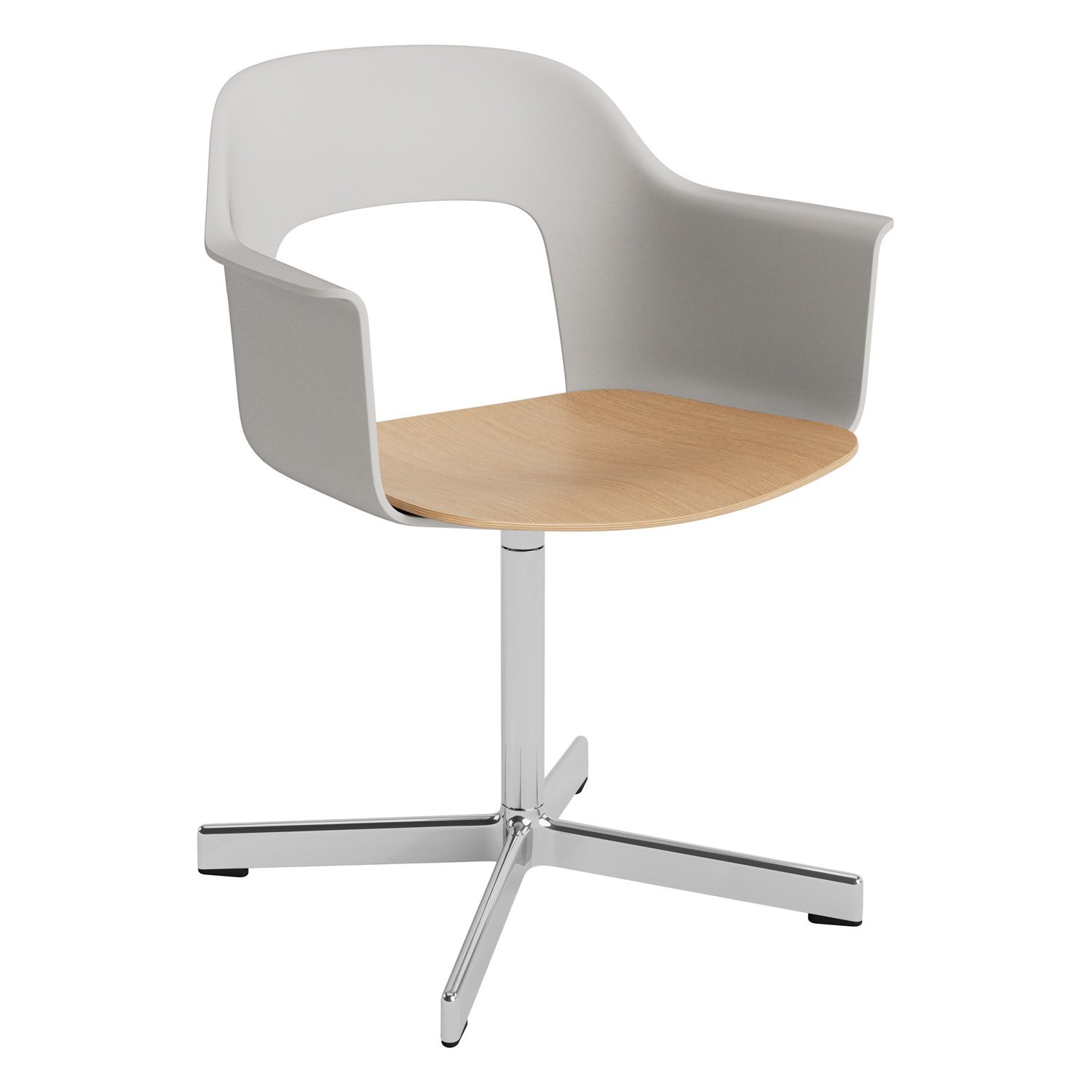 HAY Layout armchair 232, swivel, polished aluminium - sky grey ...