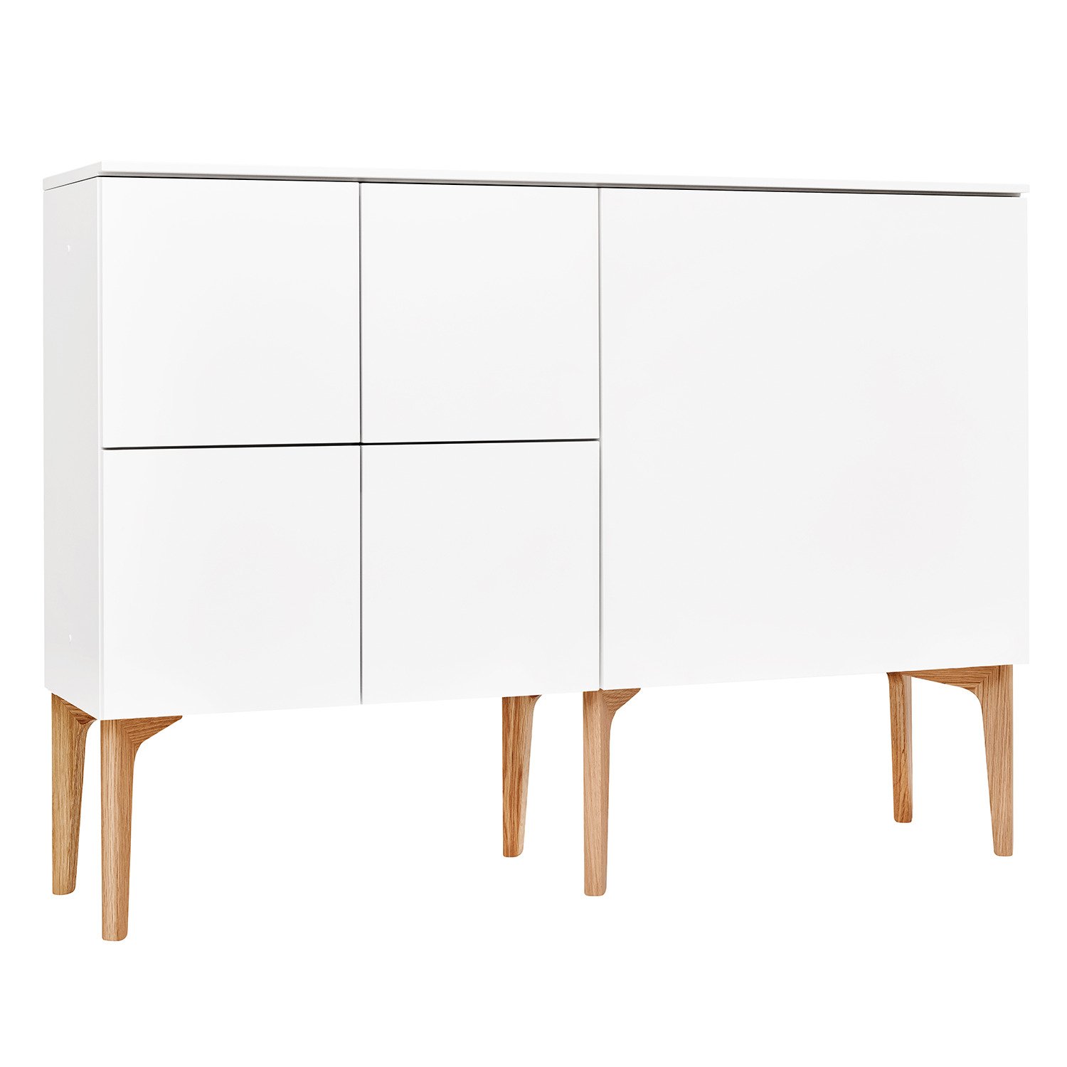 Lundia Fuuga sideboard, 128 cm, white - oak | Finnish Design Shop