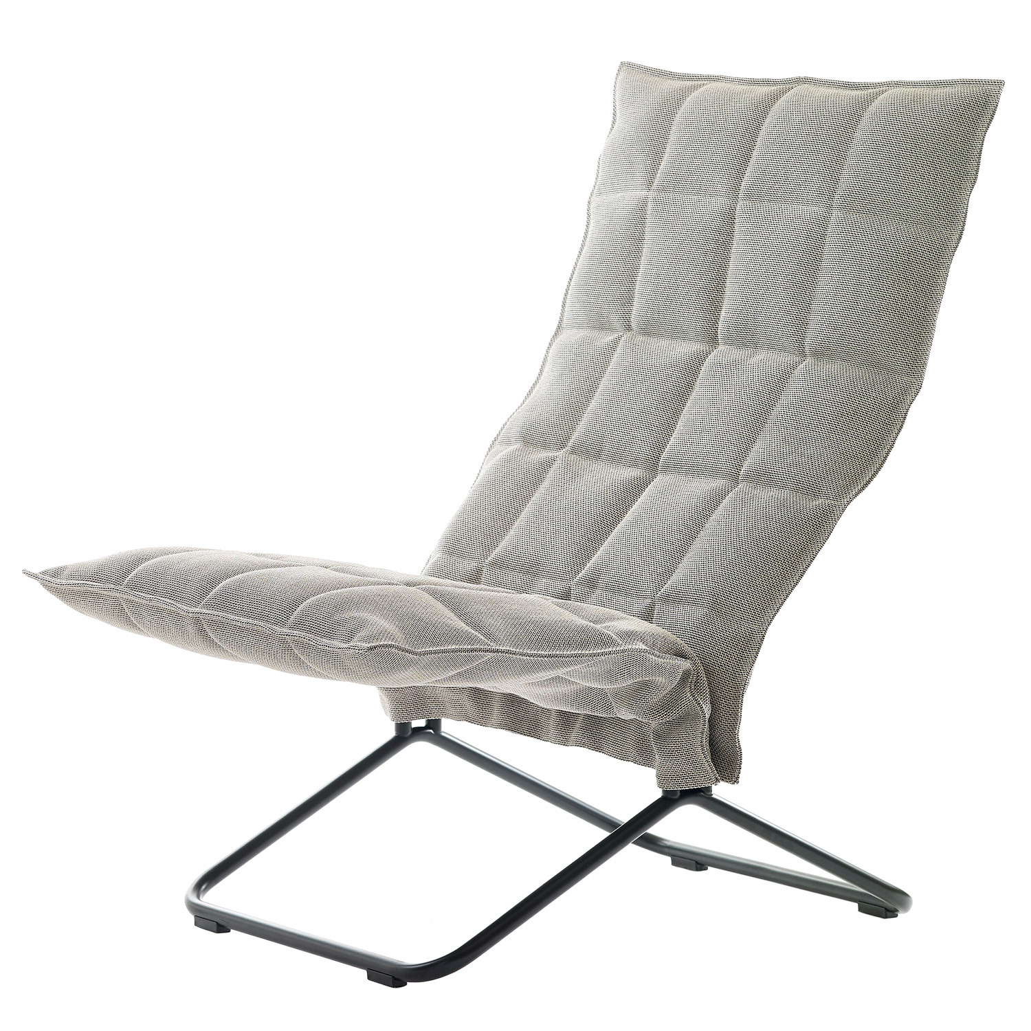 Woodnotes K chair, narrow, matt black tubular base, stone/black ...