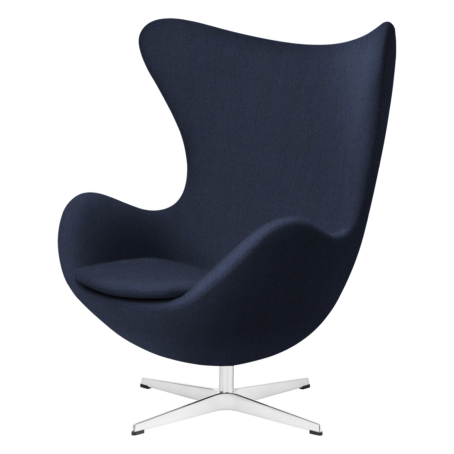 Fritz Hansen Egg lounge chair, satin polished aluminium - Dark Blue ...