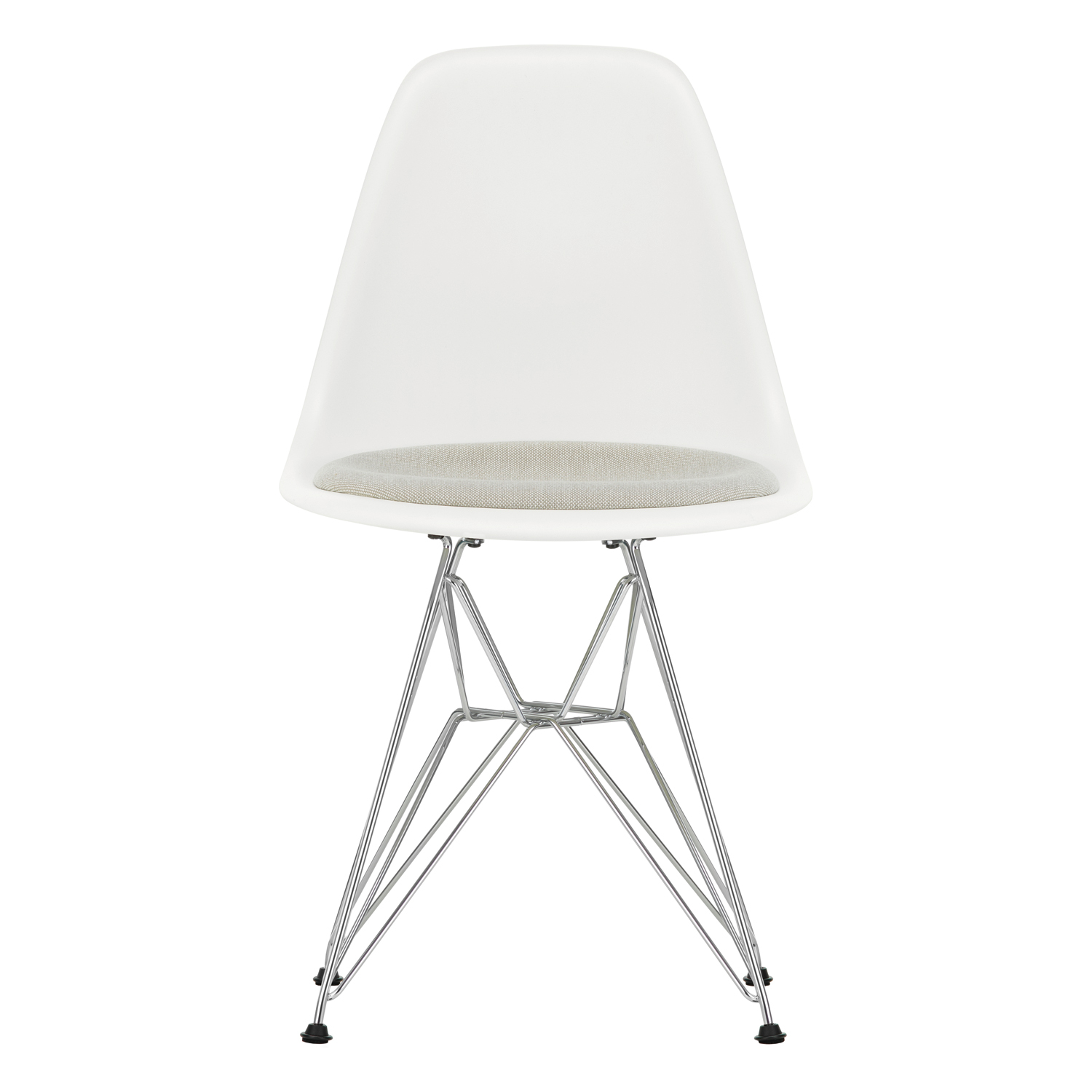 Vitra Eames DSR tuoli, cotton white RE-kromi-warm grey/ivory pehmuste ...