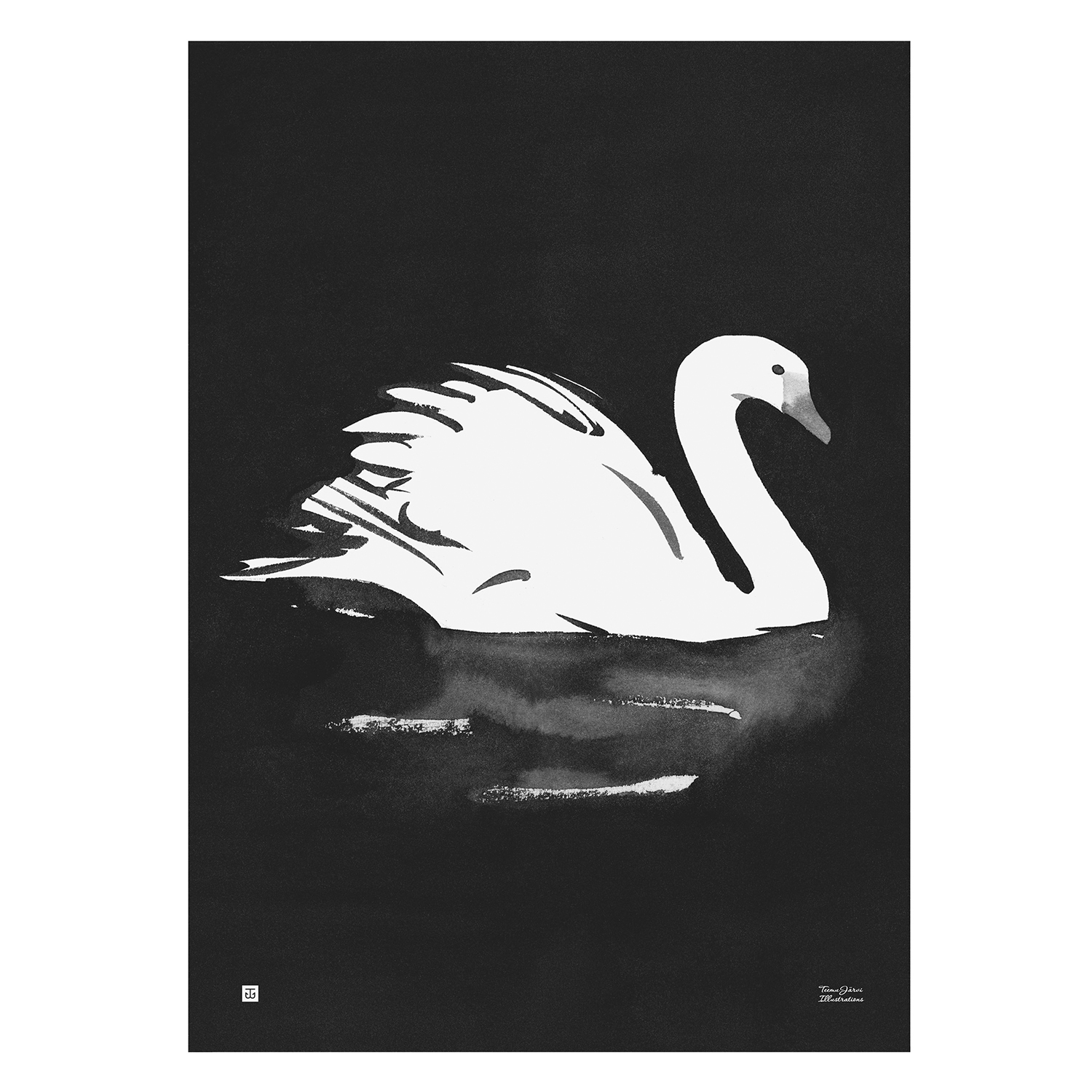 Teemu Järvi Illustrations Affiche Swan, 50 x 70 cm | Finnish Design Shop