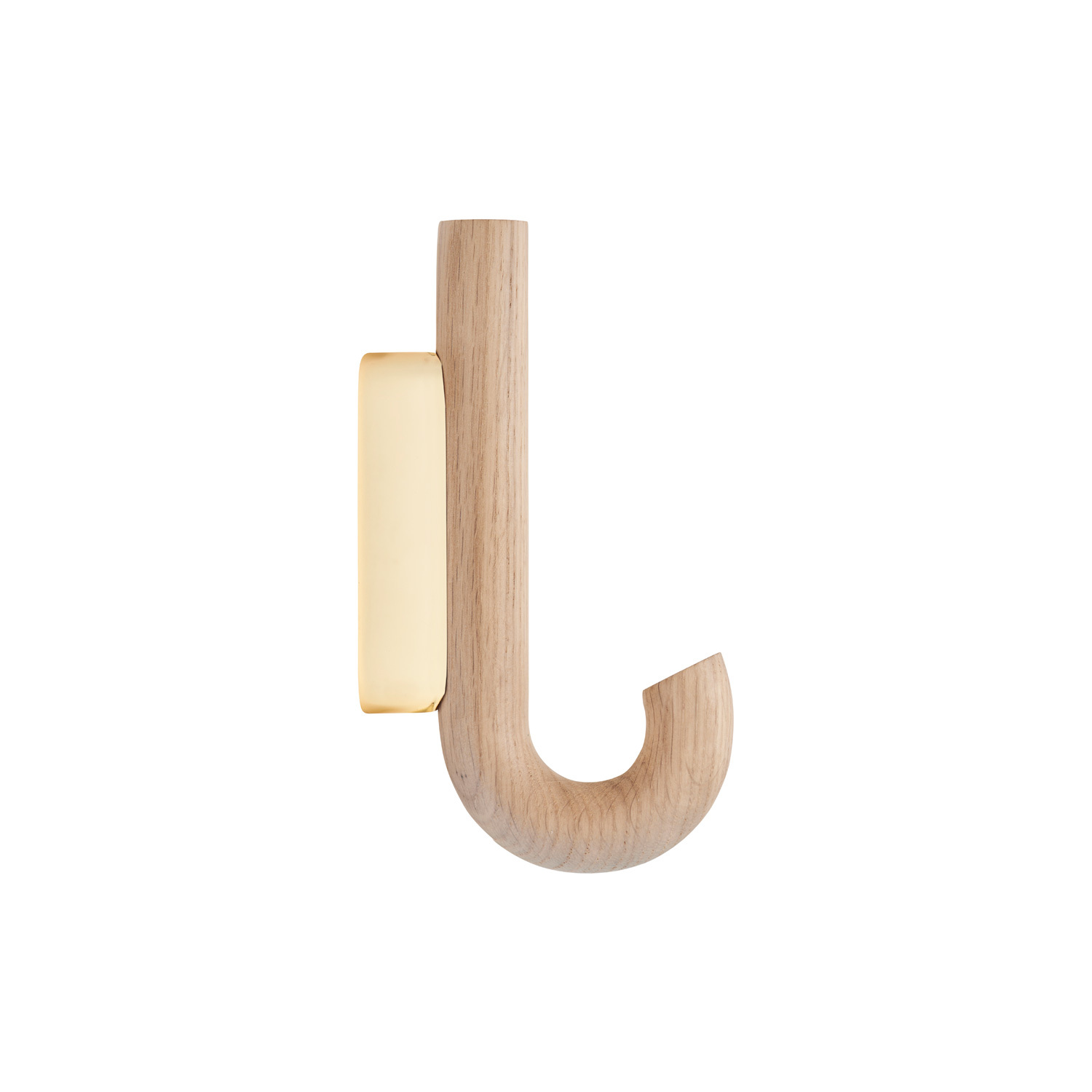 Gejst Hook hanger, mini, oak - brass | Finnish Design Shop