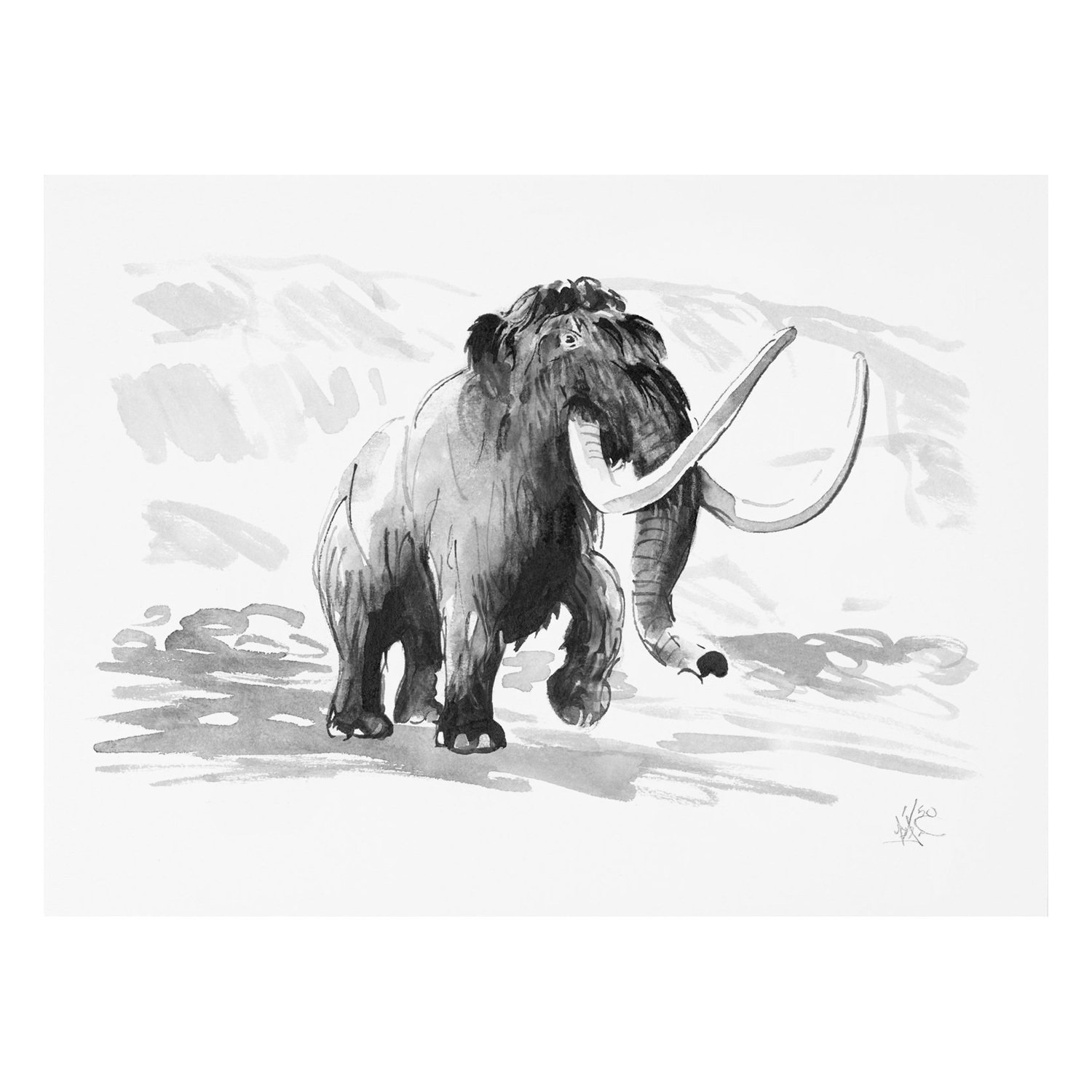 Teemu Järvi Illustrations Woolly Mammoth Poster, 40 x 30 cm | Finnish Design Shop