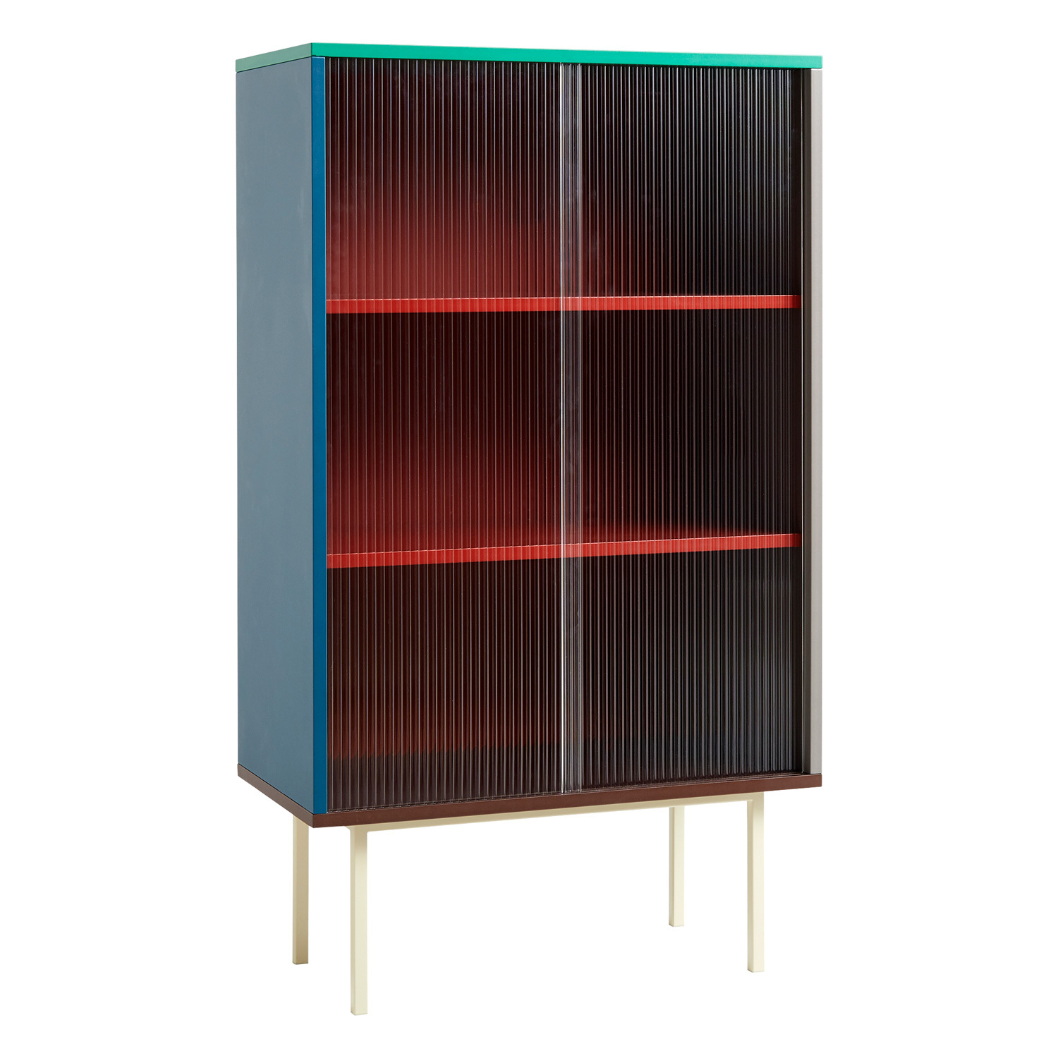 HAY Armadietto Colour Cabinet con ante in vetro, alto, multicolore ...