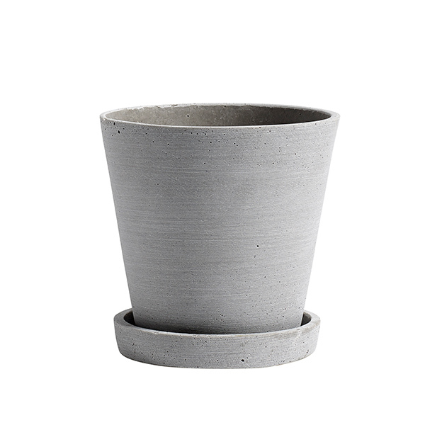 HAY Flowerpot and saucer, M, grey | Finnish Design Shop