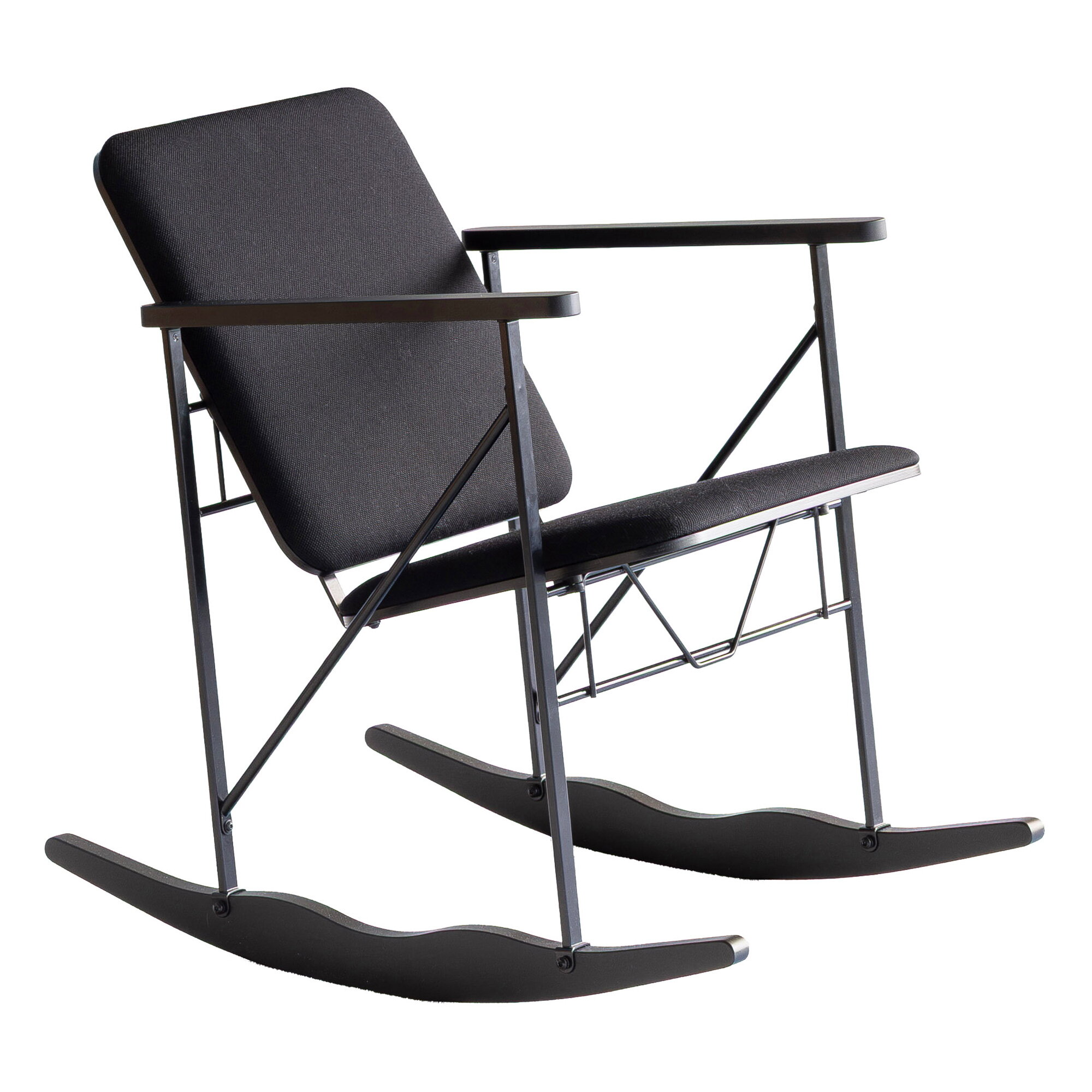 Yrjö Kukkapuro A-509 rocking chair, black Prestige leather - blue ...