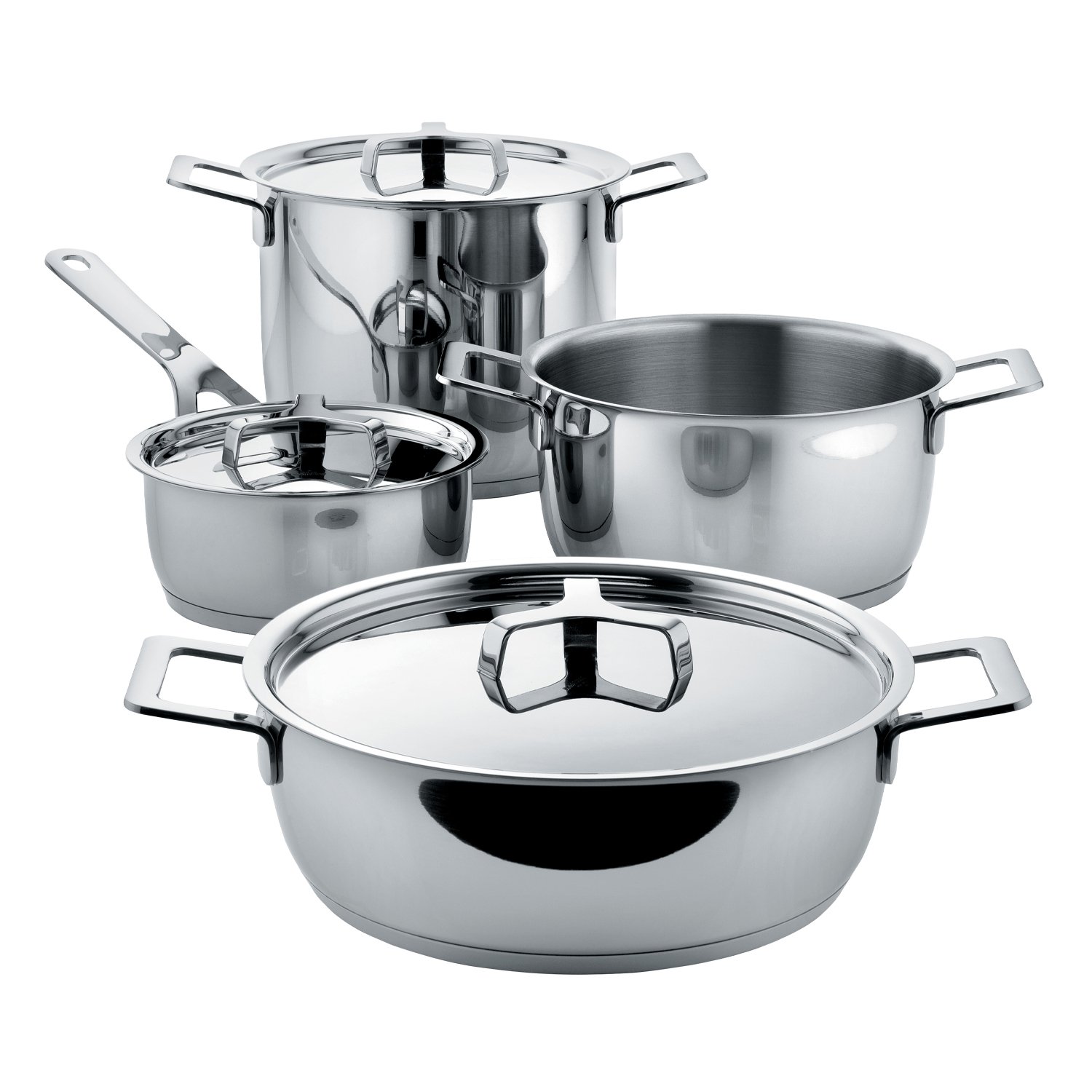 Alessi Pots&Pans cookware set, 4 pots with 3 lids | Finnish Design Shop
