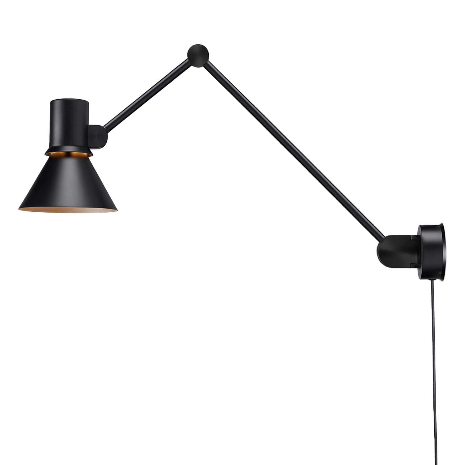 Anglepoise Type 80 W3 wall lamp with cable, matte black | Finnish ...