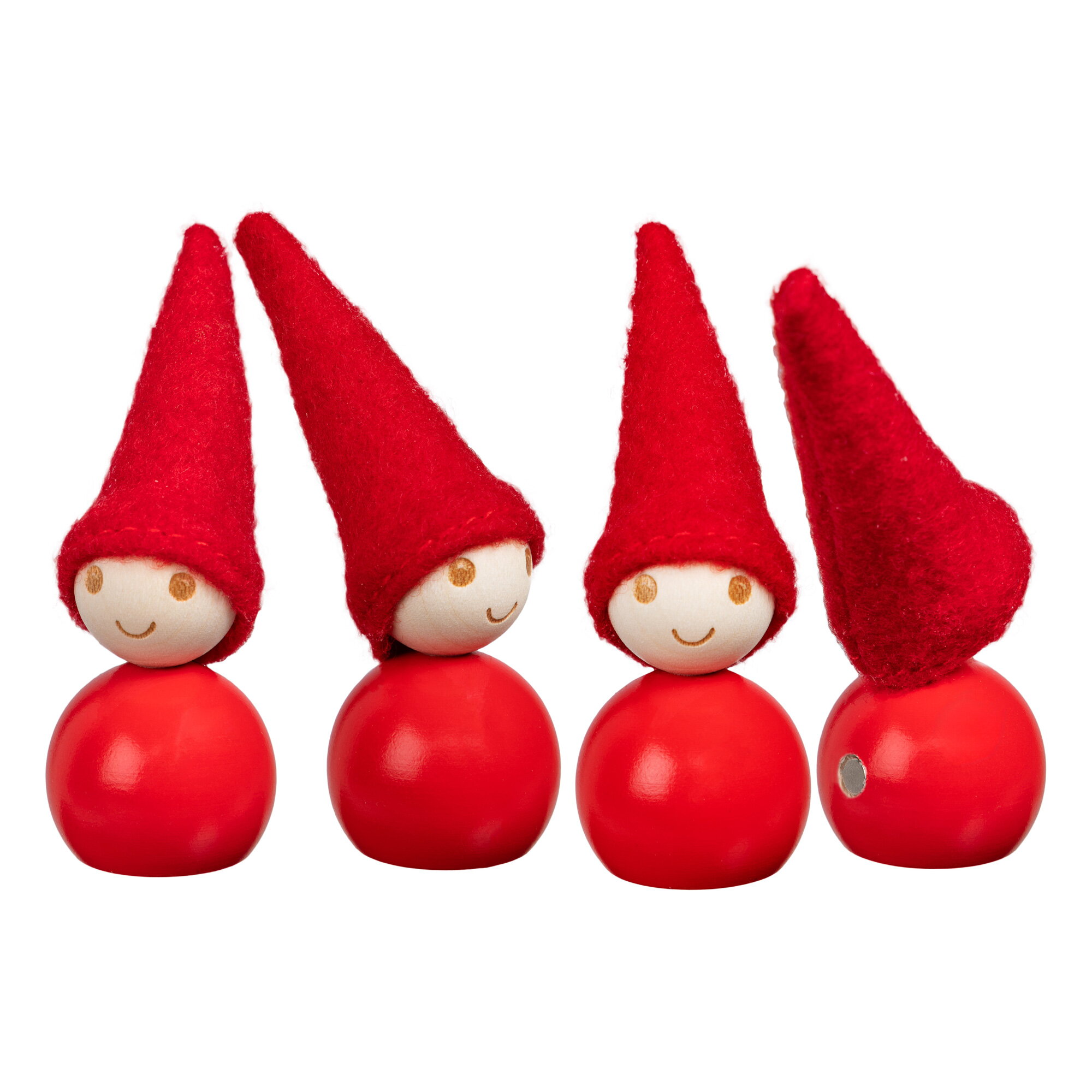 Aarikka Tonttu magneetit, 4 kpl, punainen - vaahtera | Finnish Design Shop