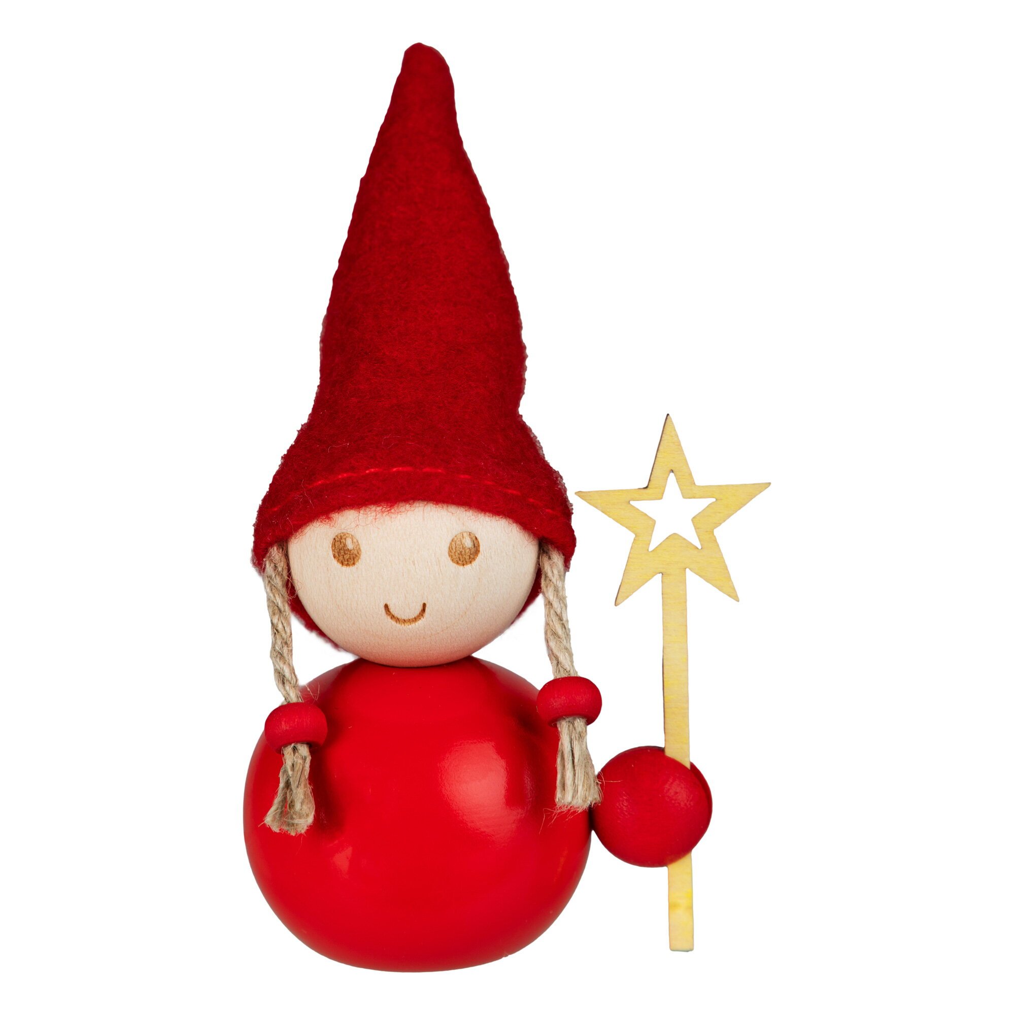 Aarikka Elf girl star-bearer, red - maple | Finnish Design Shop