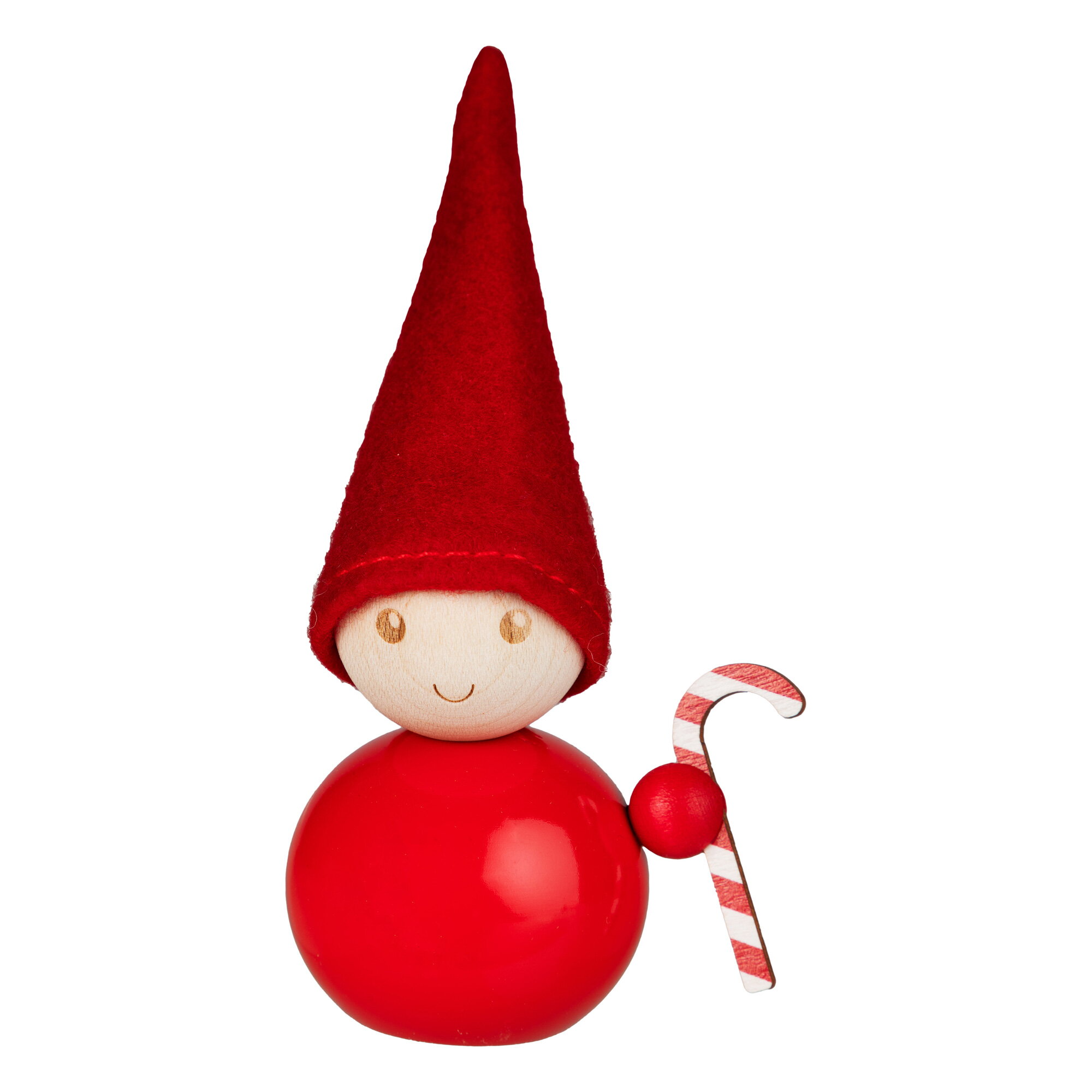 Aarikka Elf candy cane, red - maple | Finnish Design Shop