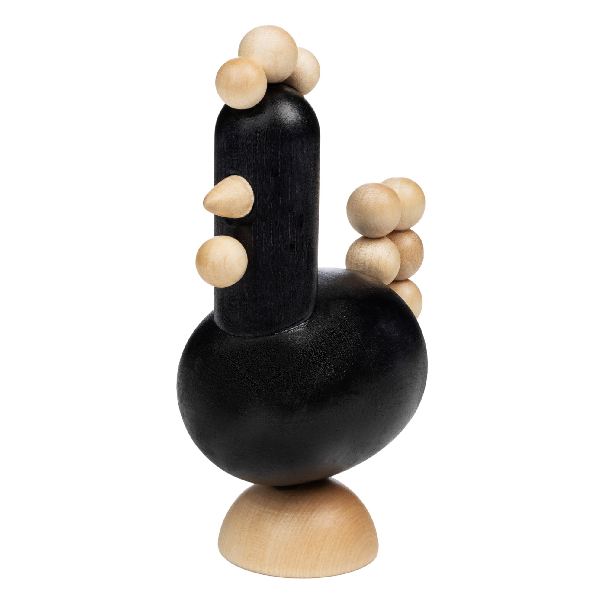 Aarikka Figurine Cockerel, noir - naturel | Finnish Design Shop