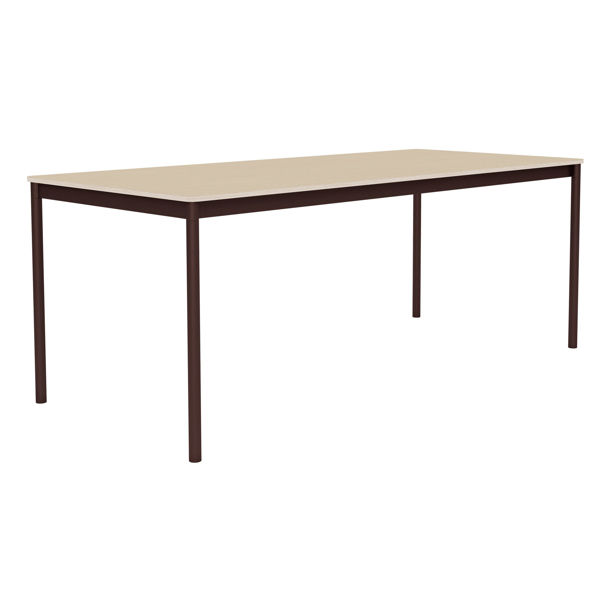 Muuto Base table, 190 x 85 cm, lacquered oak - plywood - brown red ...