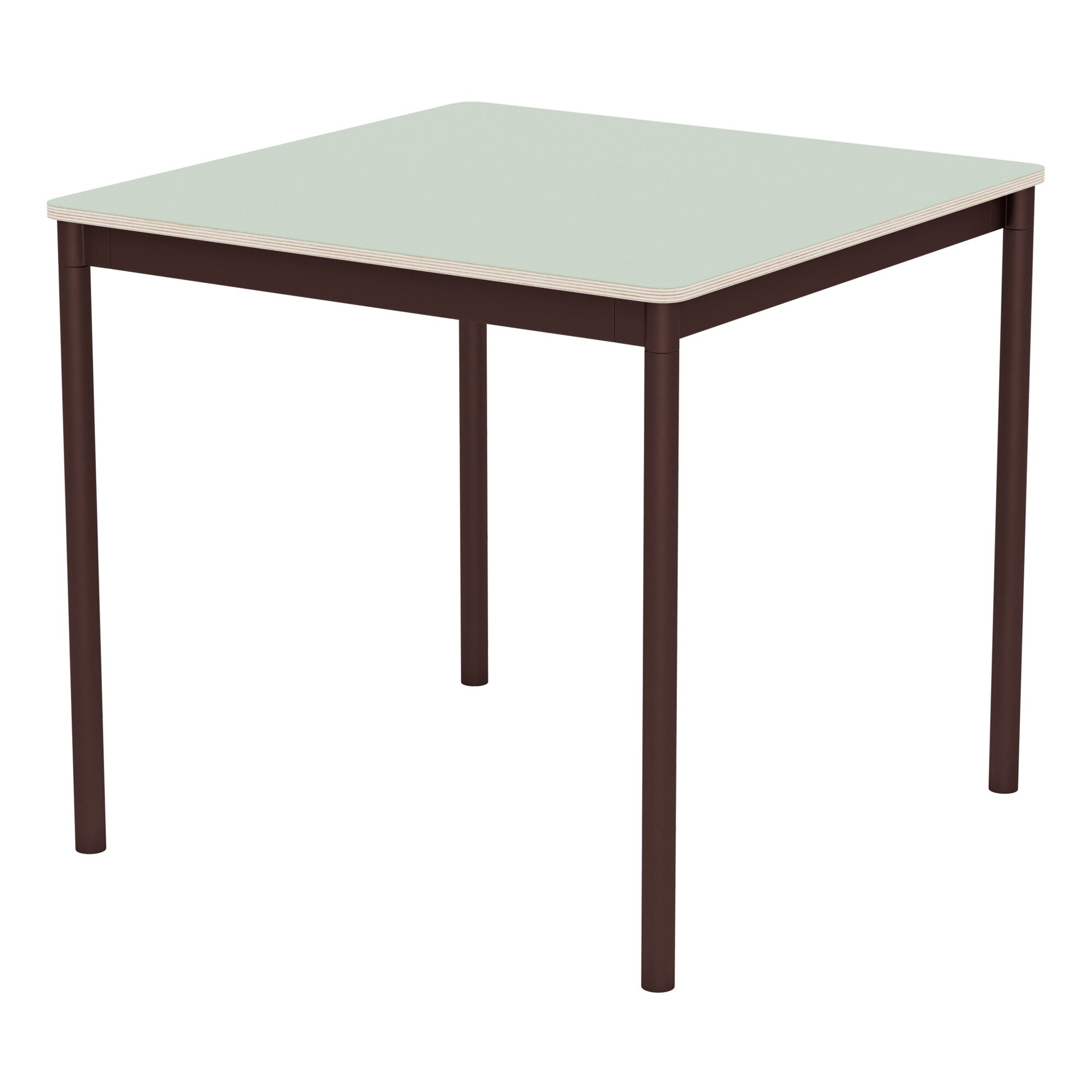 Muuto Base table, 80 x 80 cm, light green laminate - plywood - brown ...