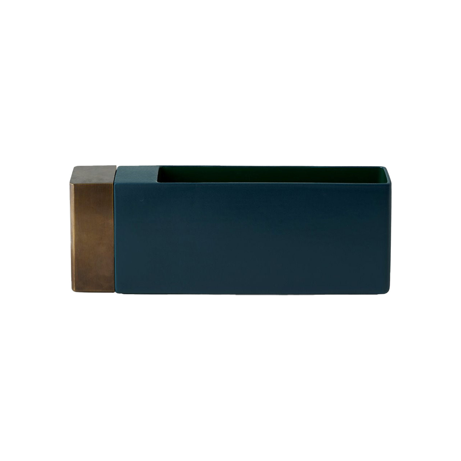 Bitossi Vase, low rectangular, 16,5 x 42 cm, petrol blue | Finnish ...