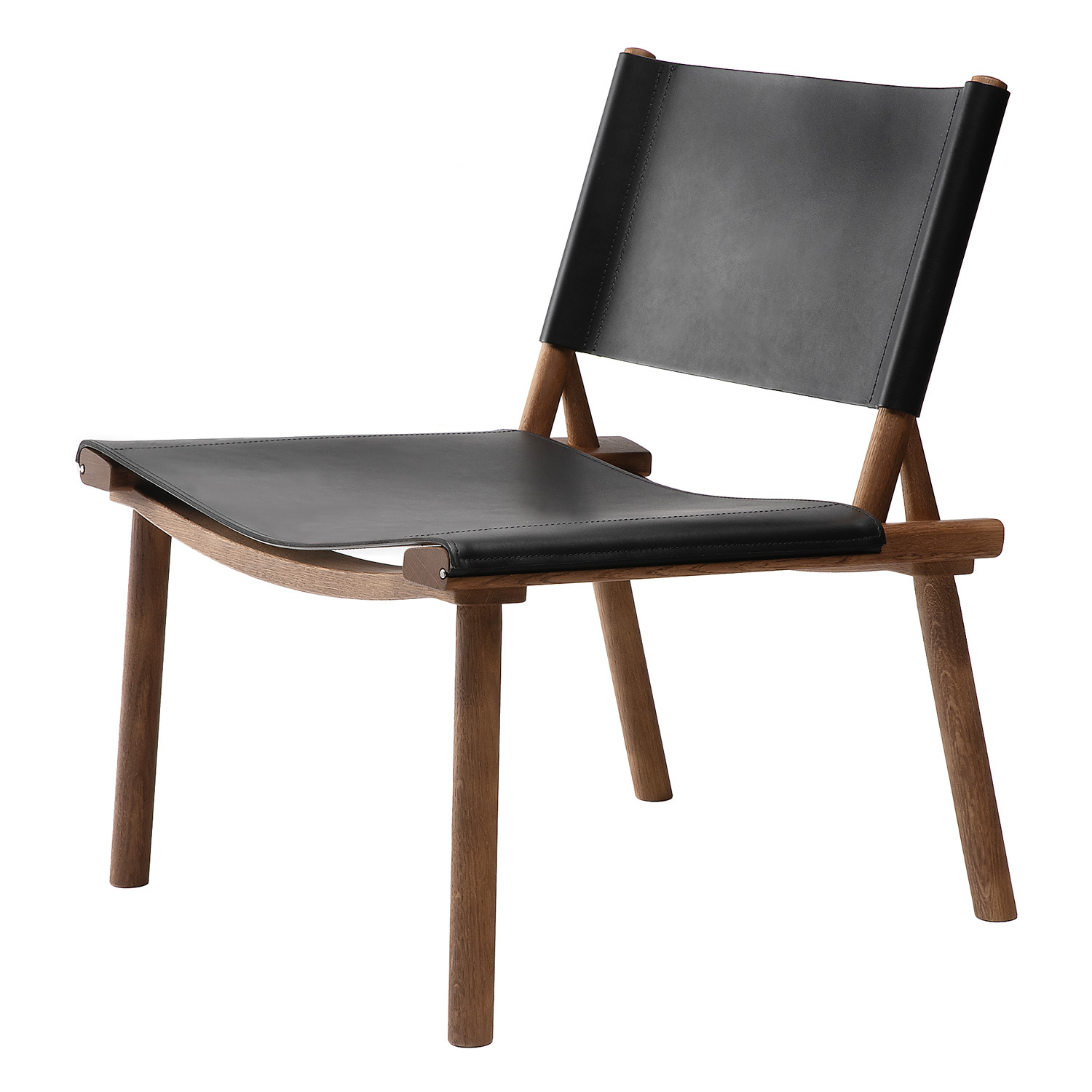 Nikari December lounge chair, lacquered smoked oak - black leather ...