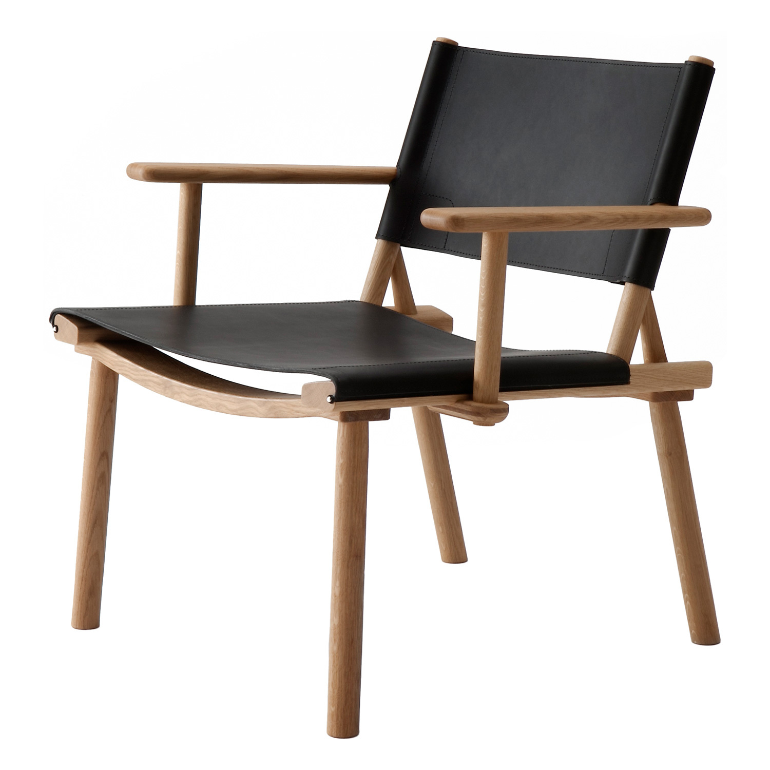 Nikari December Lounge chair with armrests, oak - black leather ...