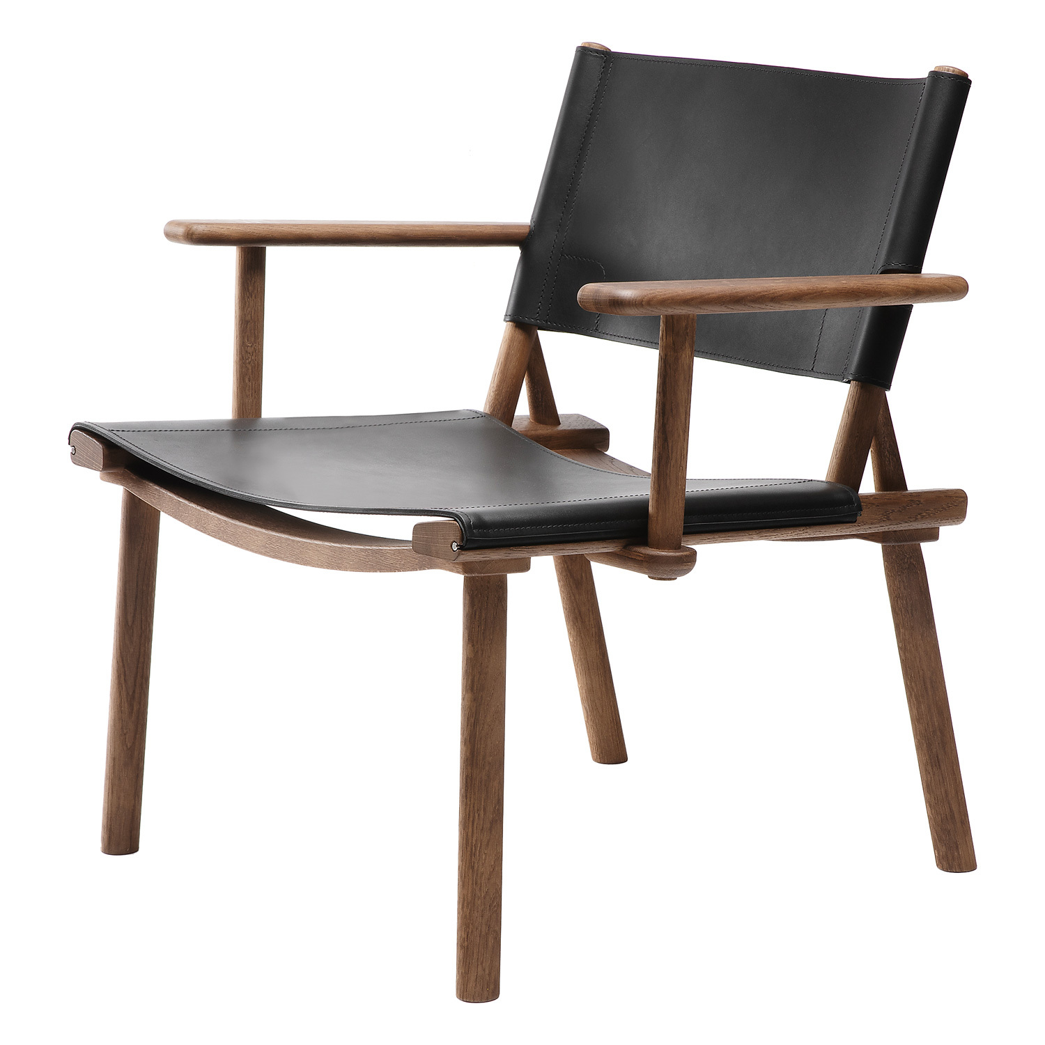 Nikari December Lounge chair w.armrests, smoked oak-black leather ...