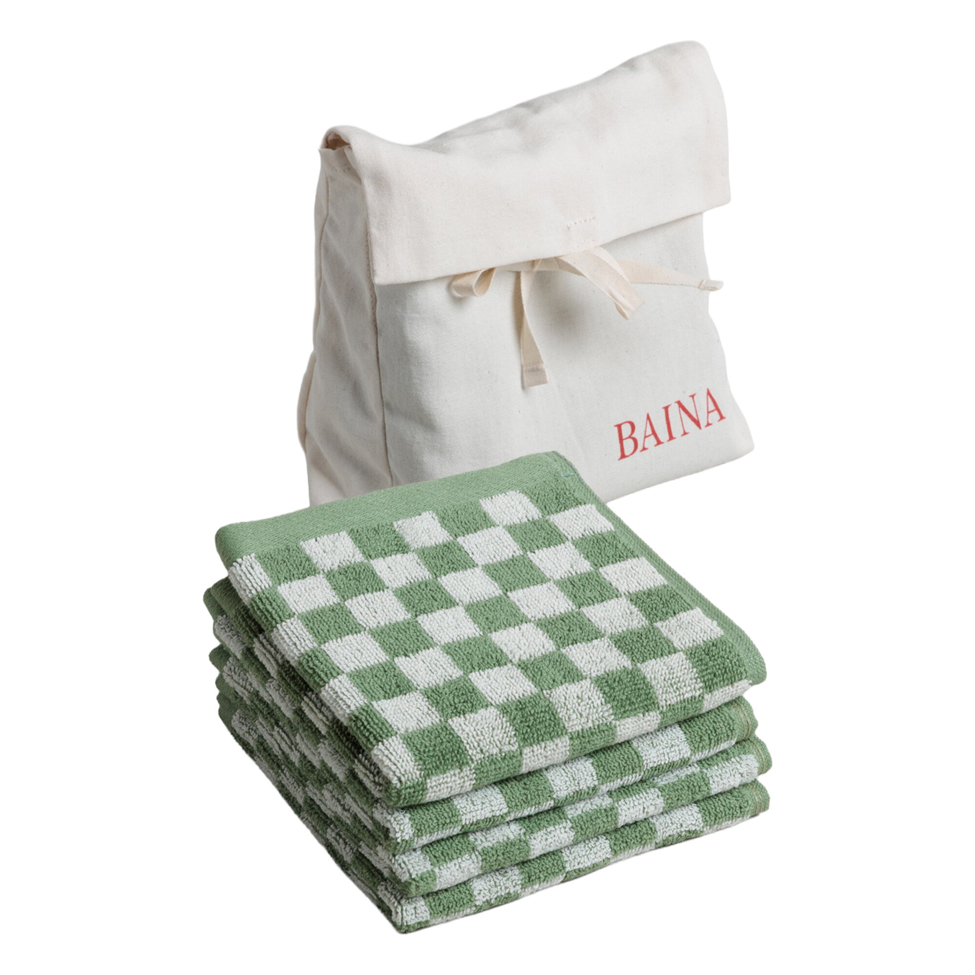 Baina Gift set 01, panno viso 30 x 30 cm, 4 pezzi, salvia - gesso ...