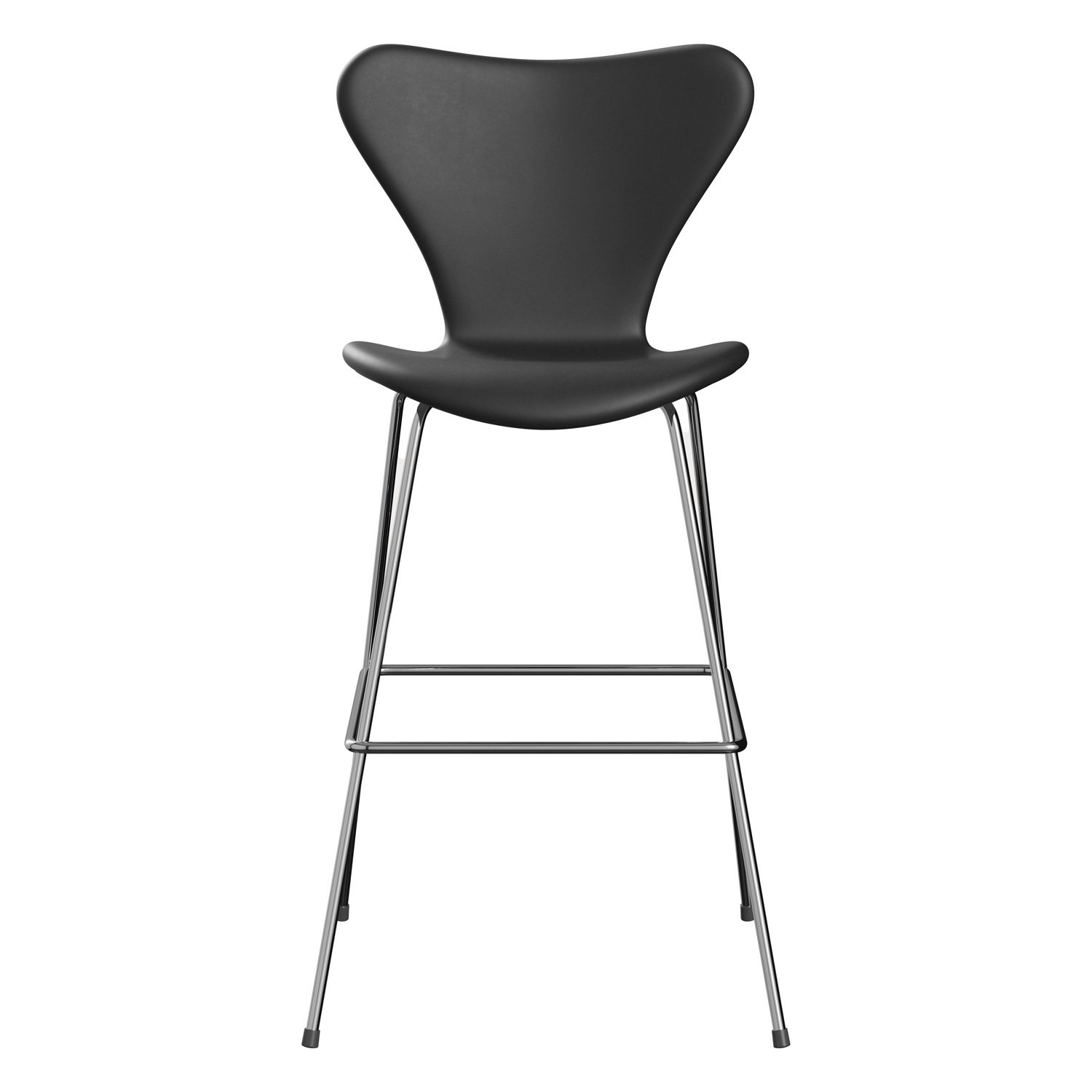 Fritz Hansen Series 7 3197 bar stool, chrome - Essential black leather ...